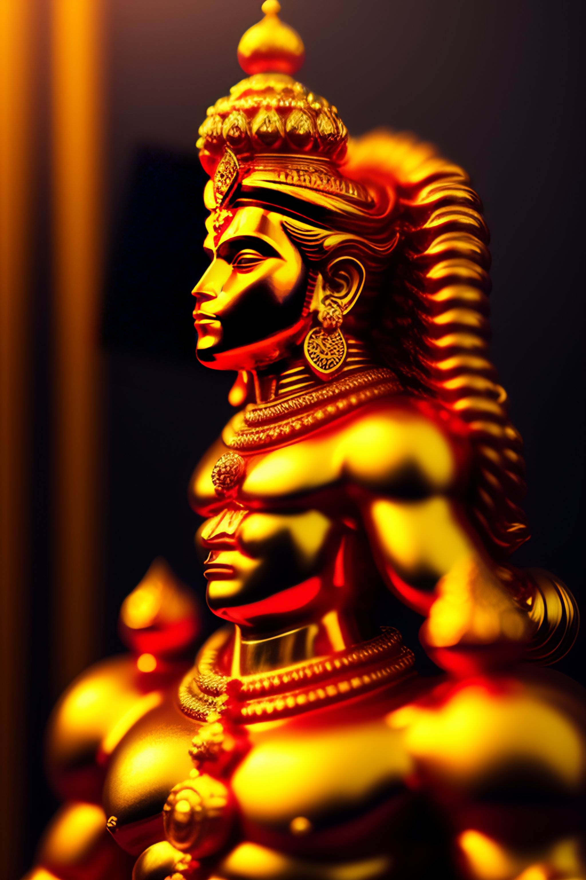 Lexica - HANUMAN , god with orange skin with gold adornments, XF IQ4, f ...