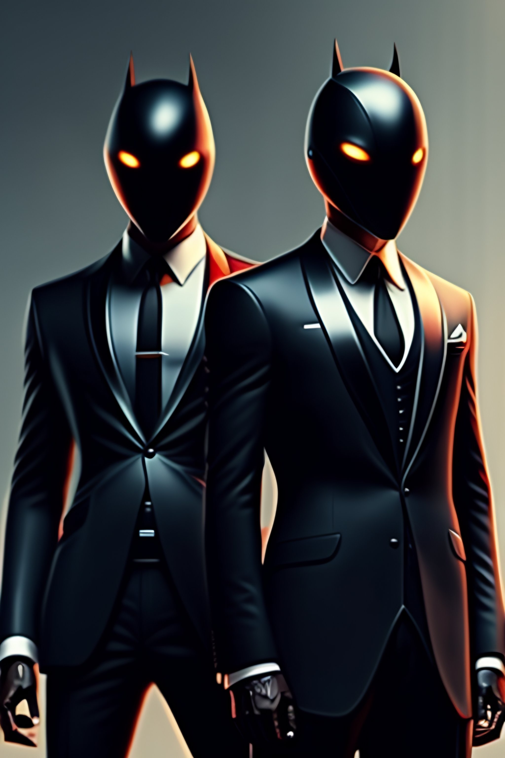 Lexica - A group of creepy creatures with no face wearing black suits ...