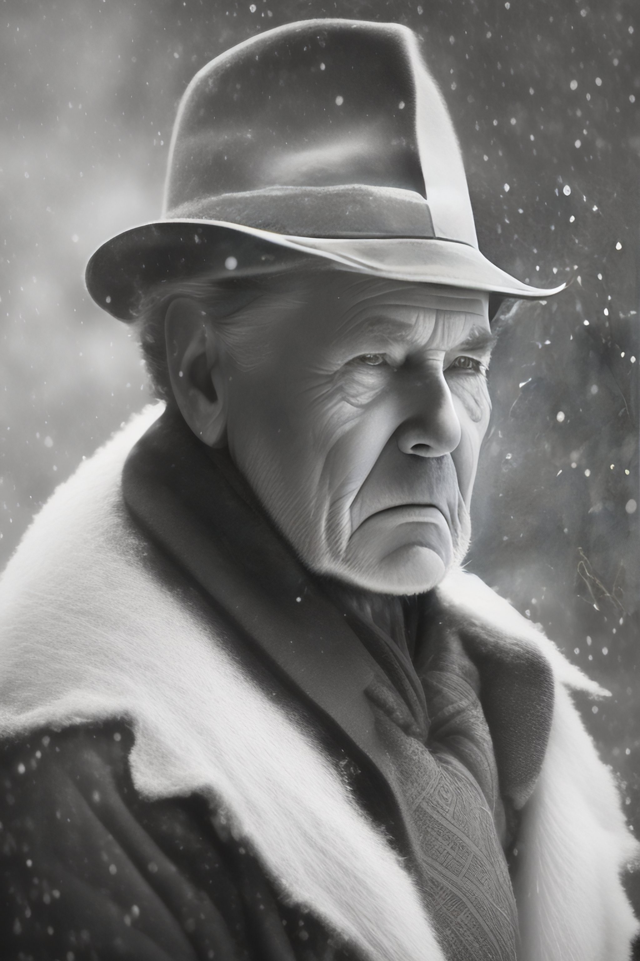Lexica - Hyperrealistic portrait of a sad old man, noir, black and ...