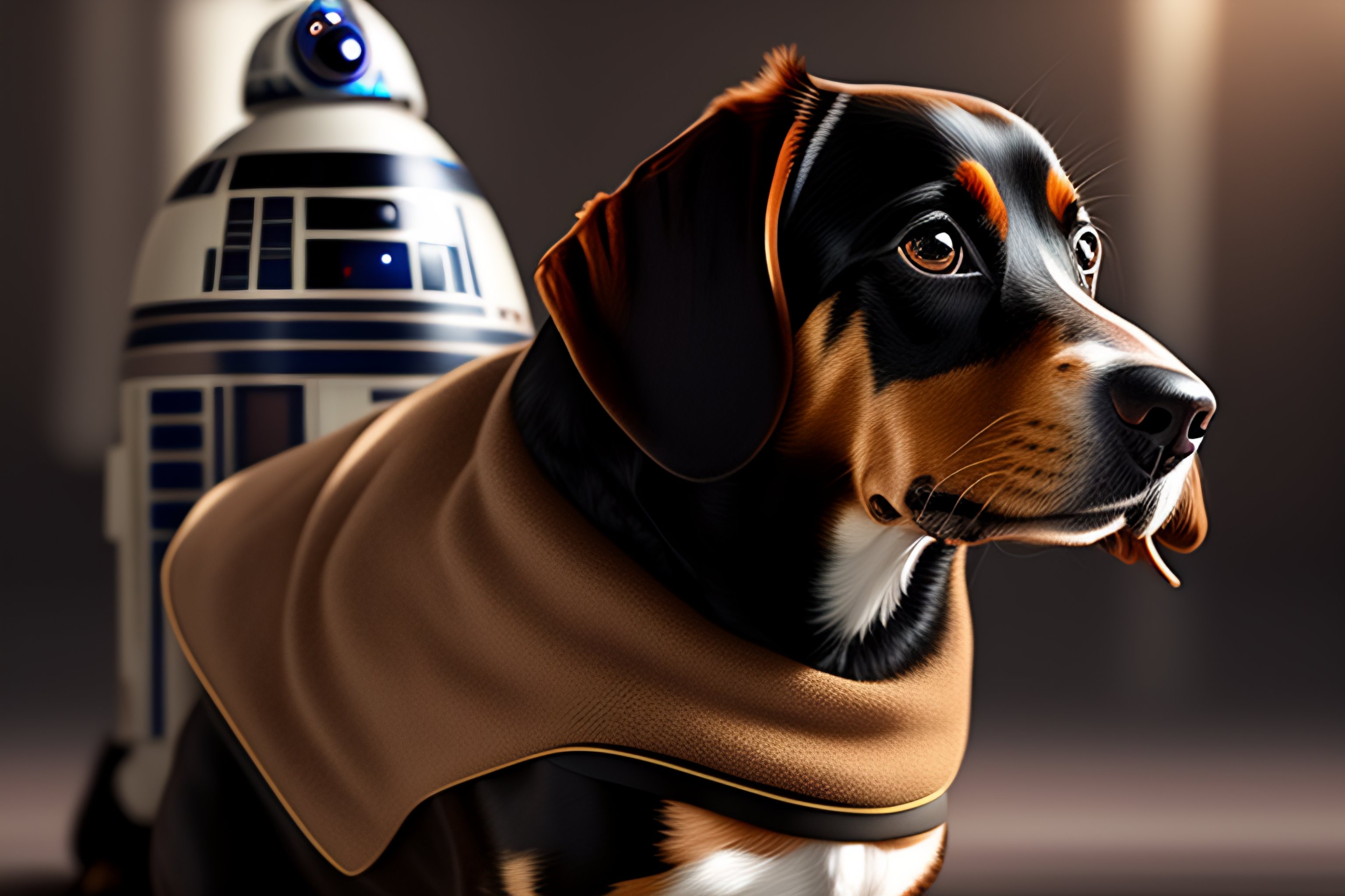 Lexica - Star Wars scene artificial intelligence dog small black and ...