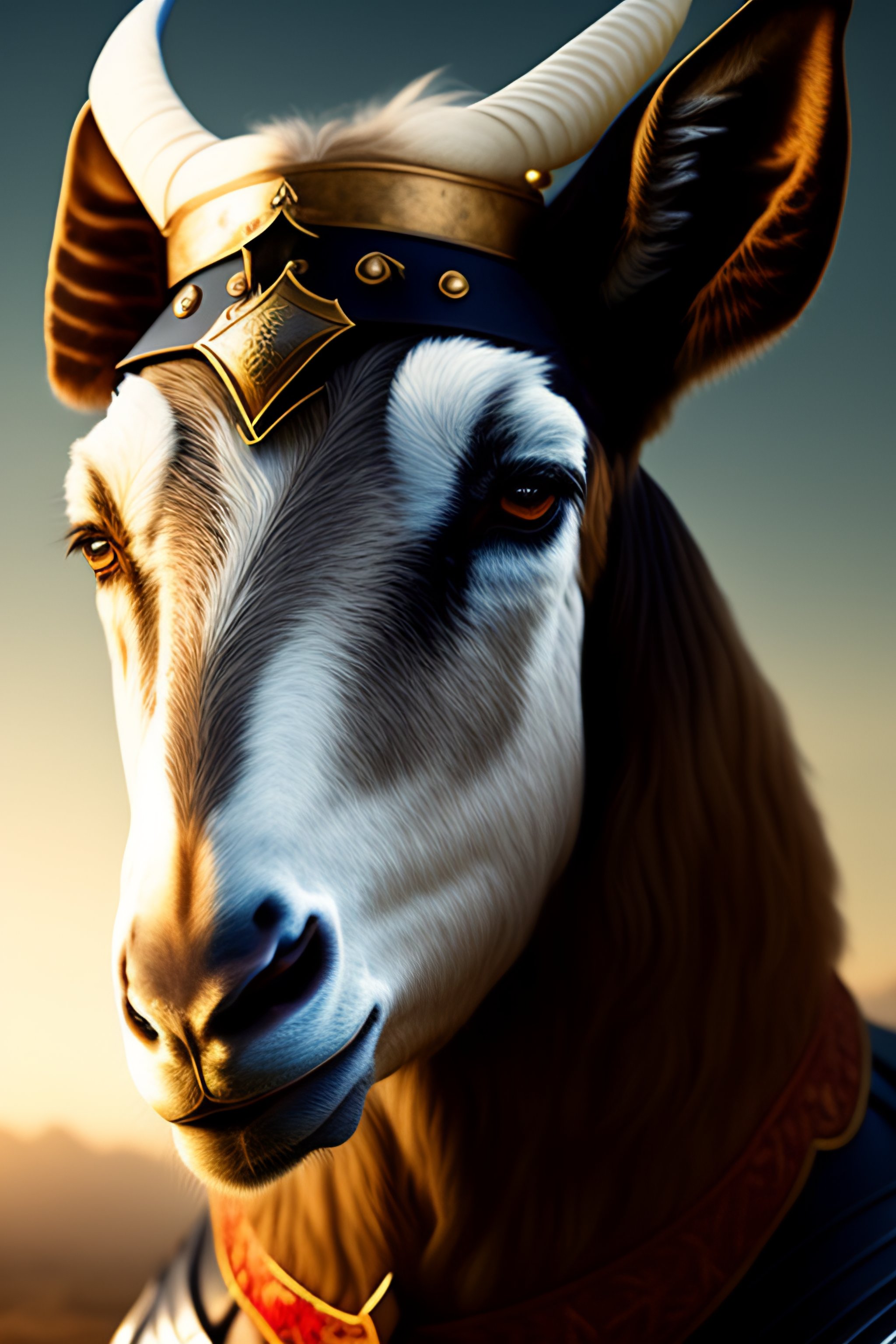 Lexica - A knight in armor with the face of a goat