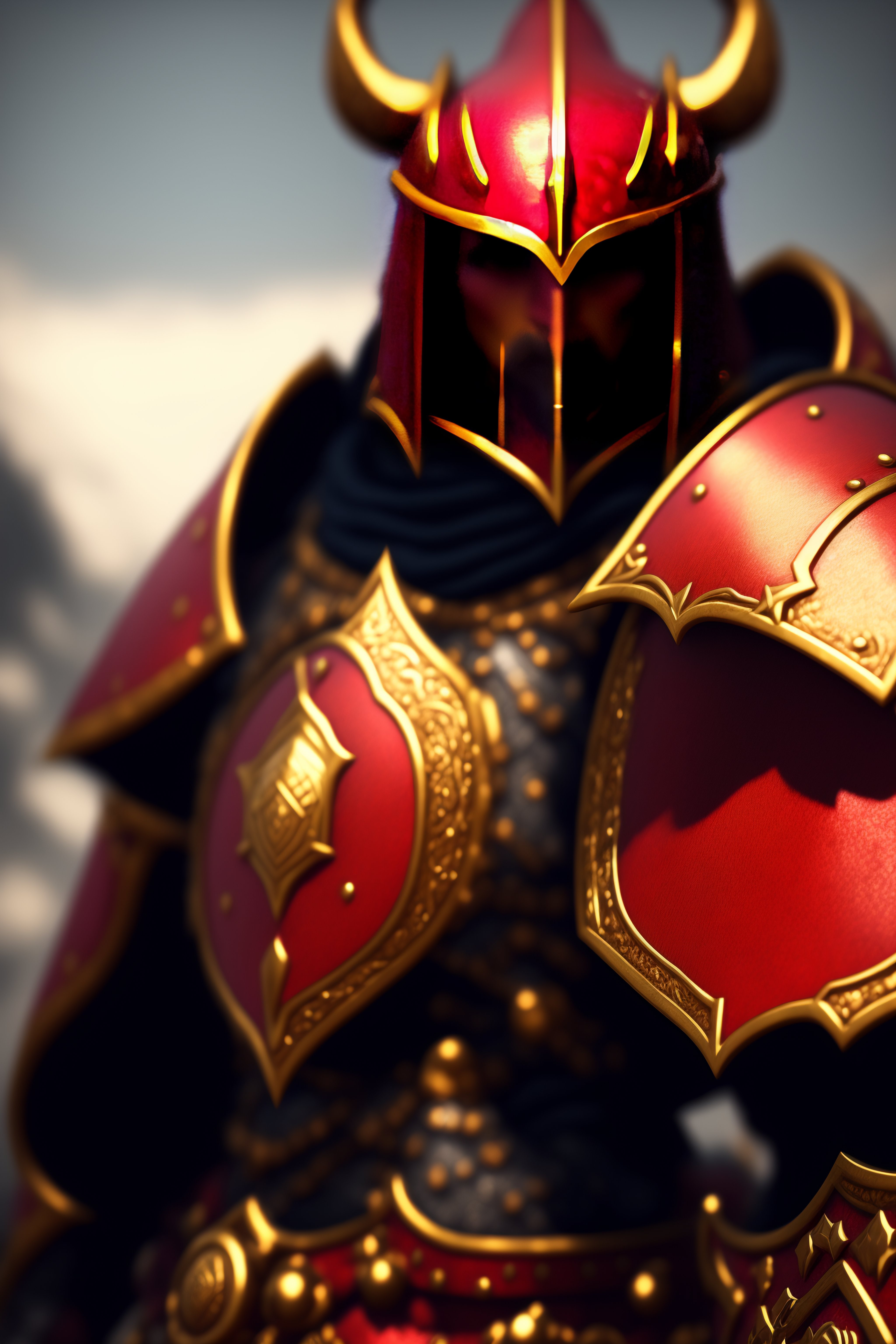 Lexica - Red Dragonborn paladin wearing a golden full plate mail and a ...