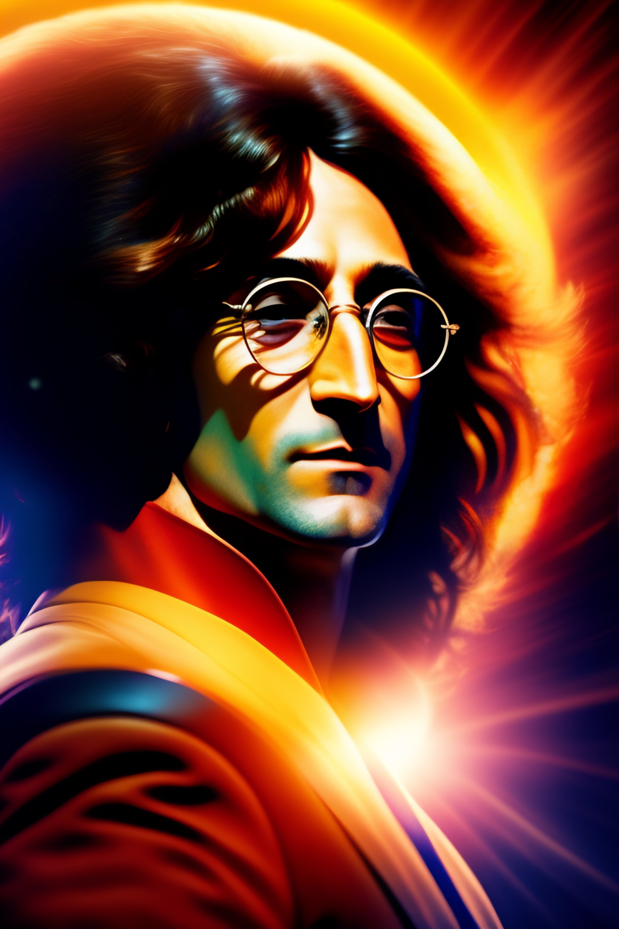 Lexica - Dramatic movie poster of John Lennon throwing a fully charged ...