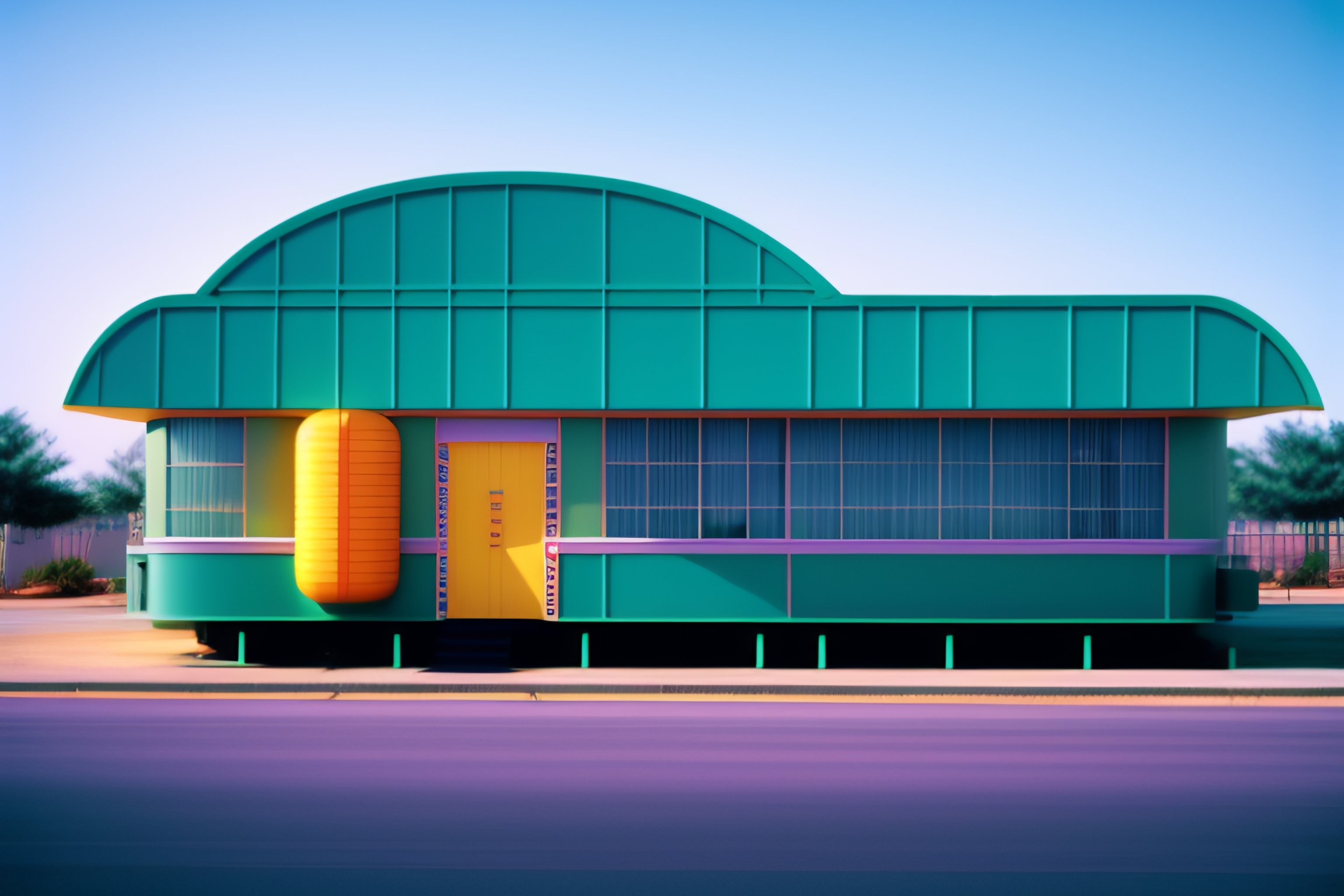 Lexica - 1954 20 story atomic building, Googie architecture, pastel,in ...