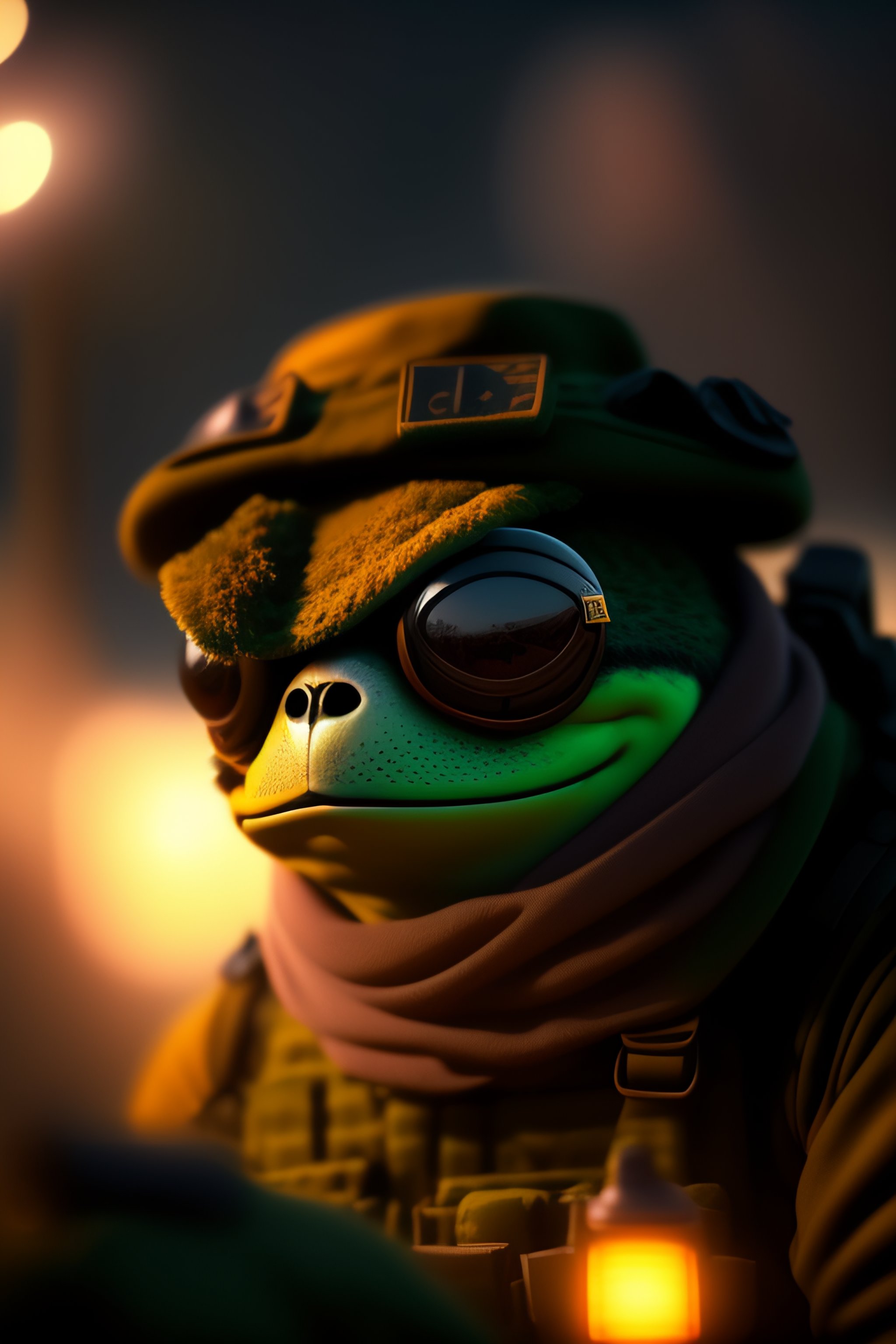 Lexica - An exhausted pepe the frog at the frontlines in the army at ...