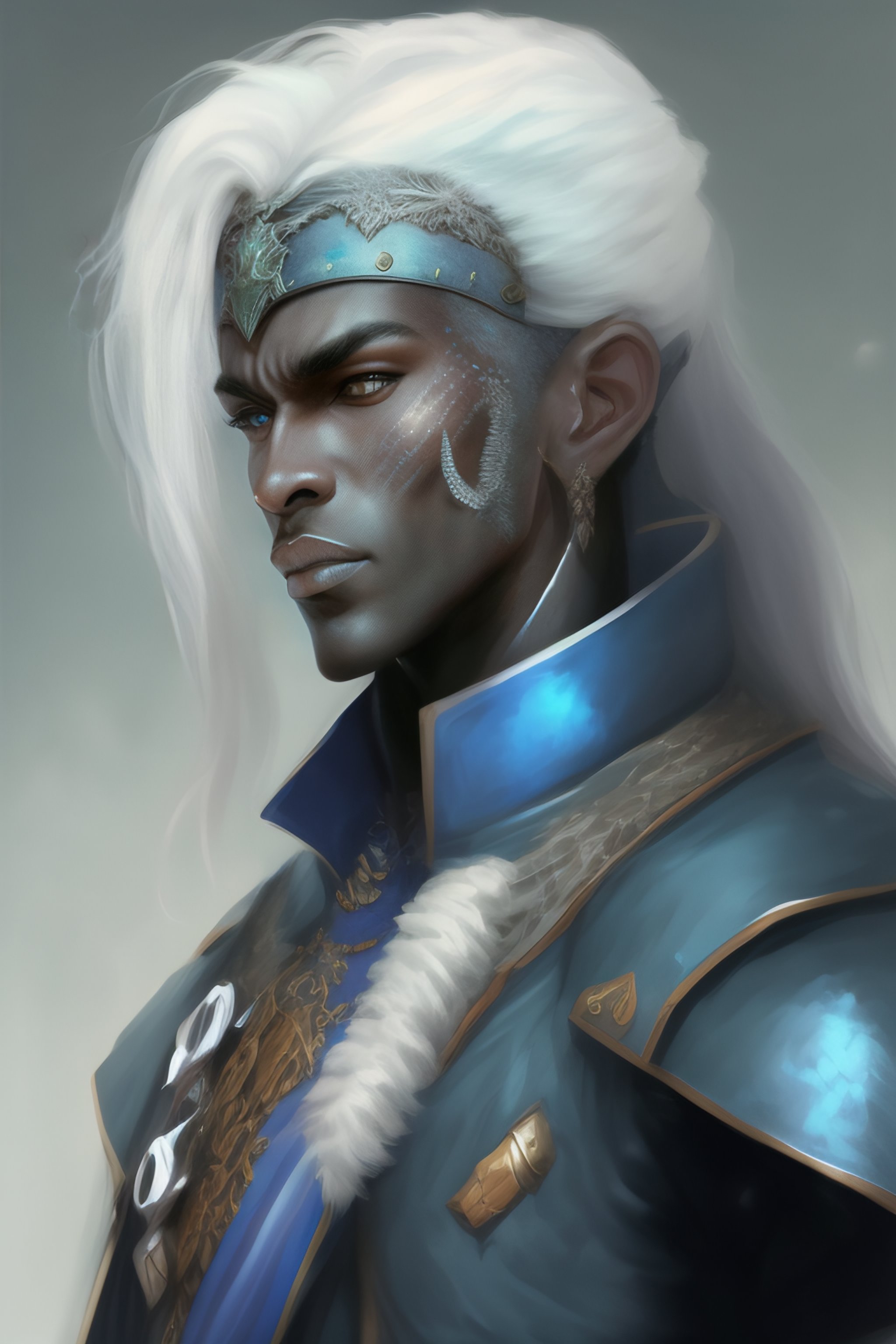 Lexica - Noble NPC Drow for Dungeons and Dragons. Male. Blue-Black Skin.