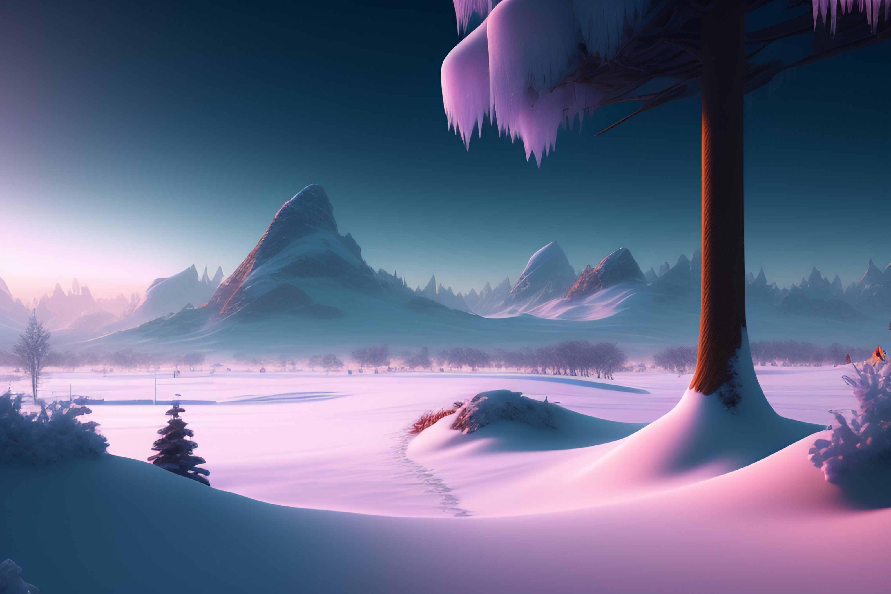 Lexica - Frozen landscape, digital rendering by simon stalenhag ,cg ...