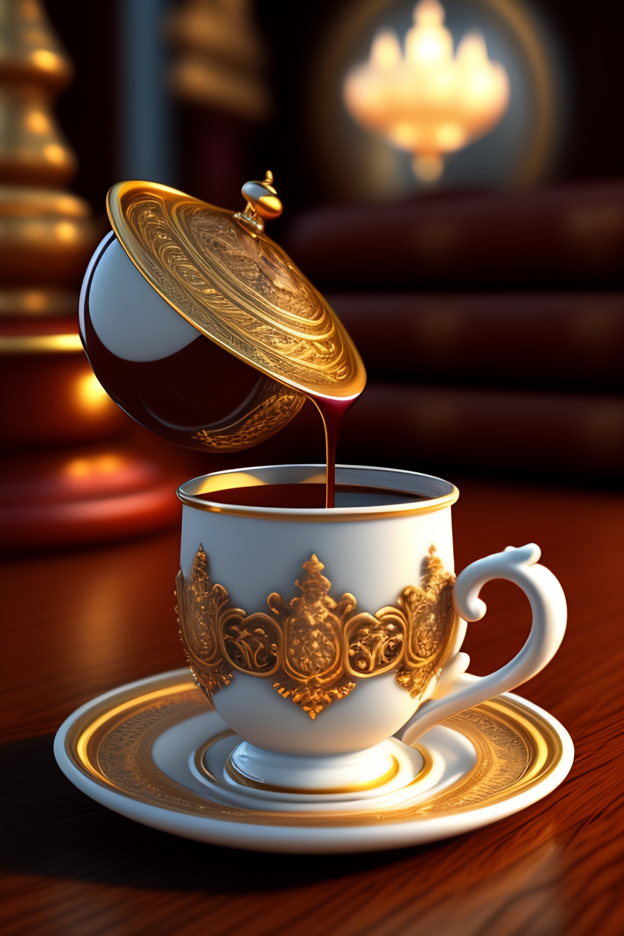 Lexica - Coffe dreams in very intrincade victorian coffe cup with, very ...