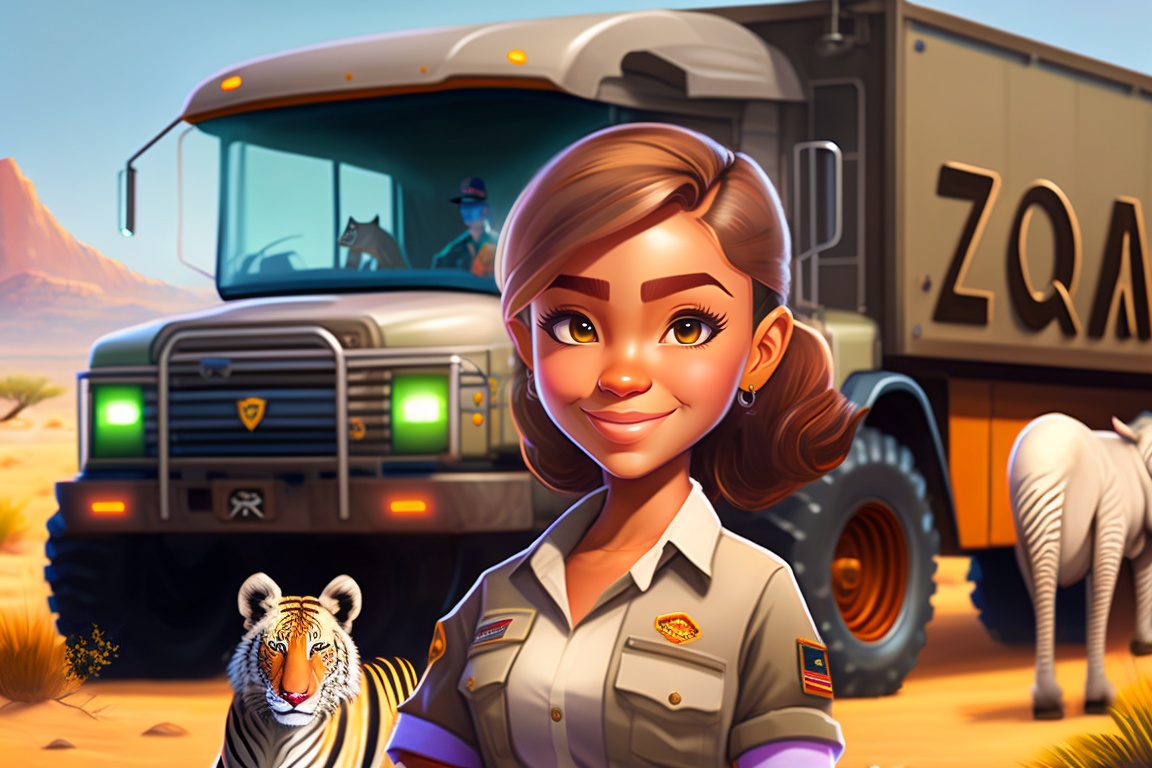 Lexica - A young adult female zoologist on a Safari, digital art, Pixar ...