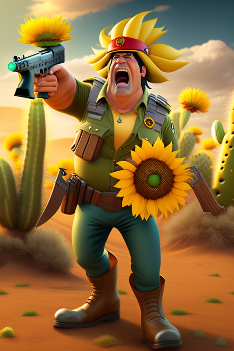 Lexica - Sunflower battling with the cactus army whilst holding onto a ...