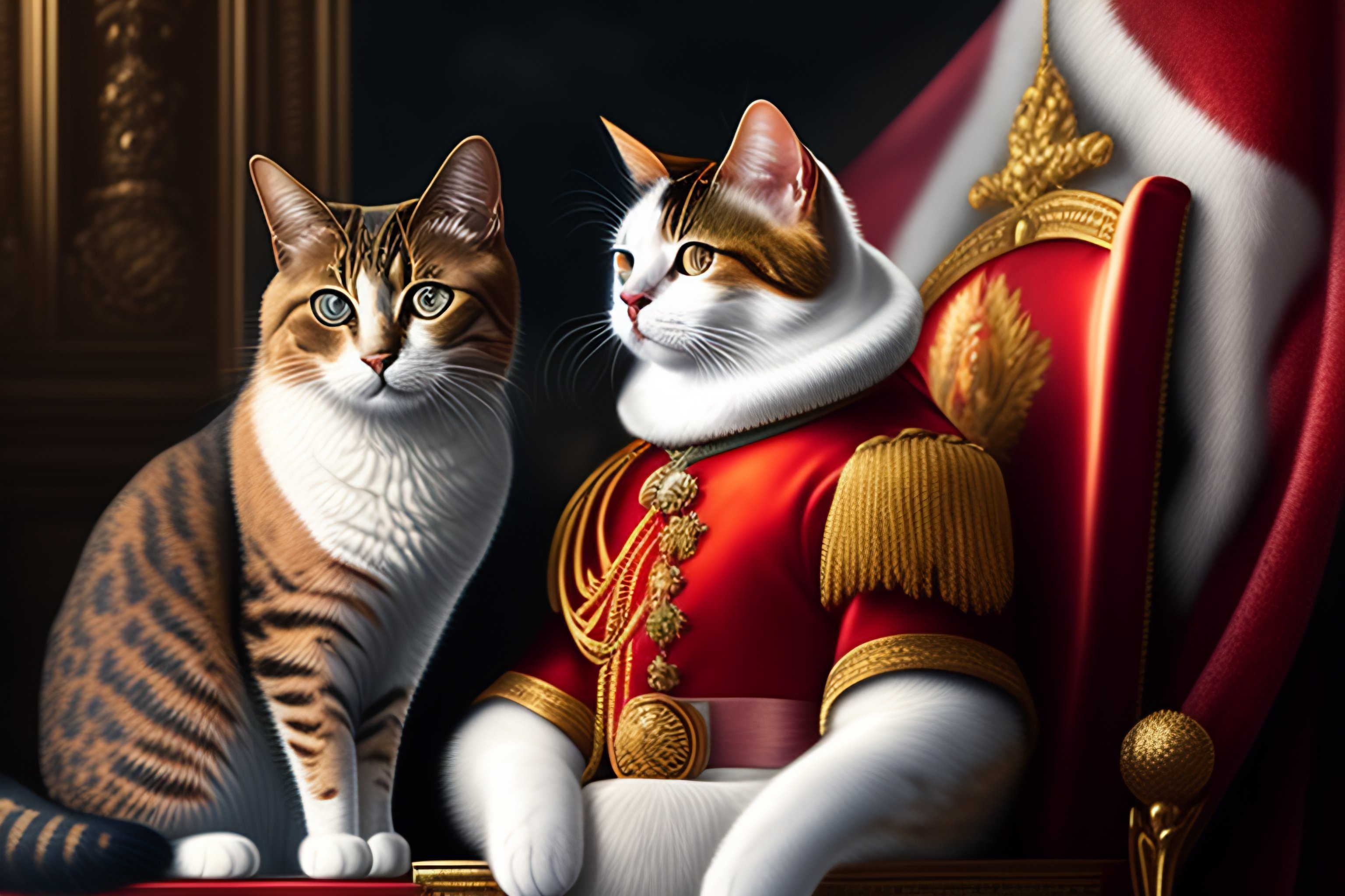 Lexica - A portrait of british cat as a king sitting on a throne, cute