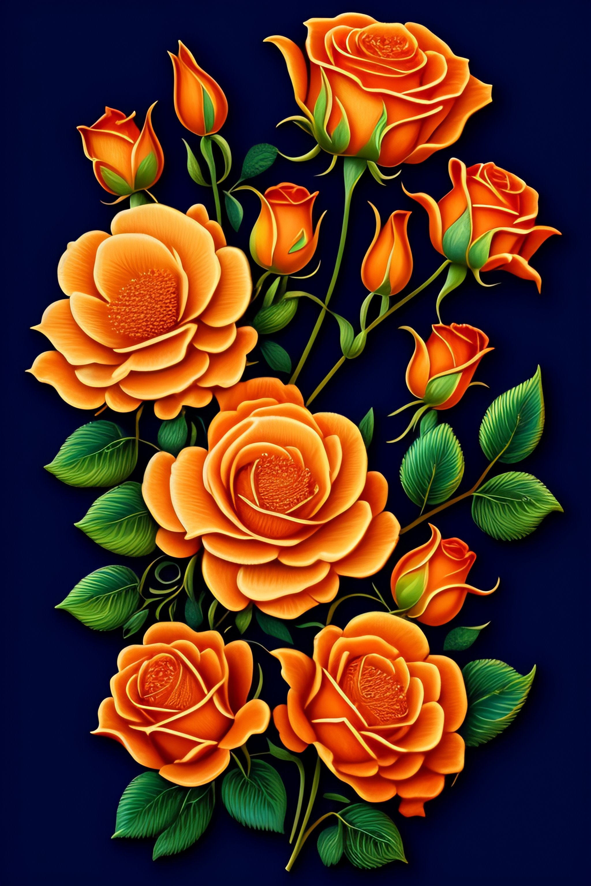 Lexica - Olympian blue and Tangerine Orange classical floral elements ...