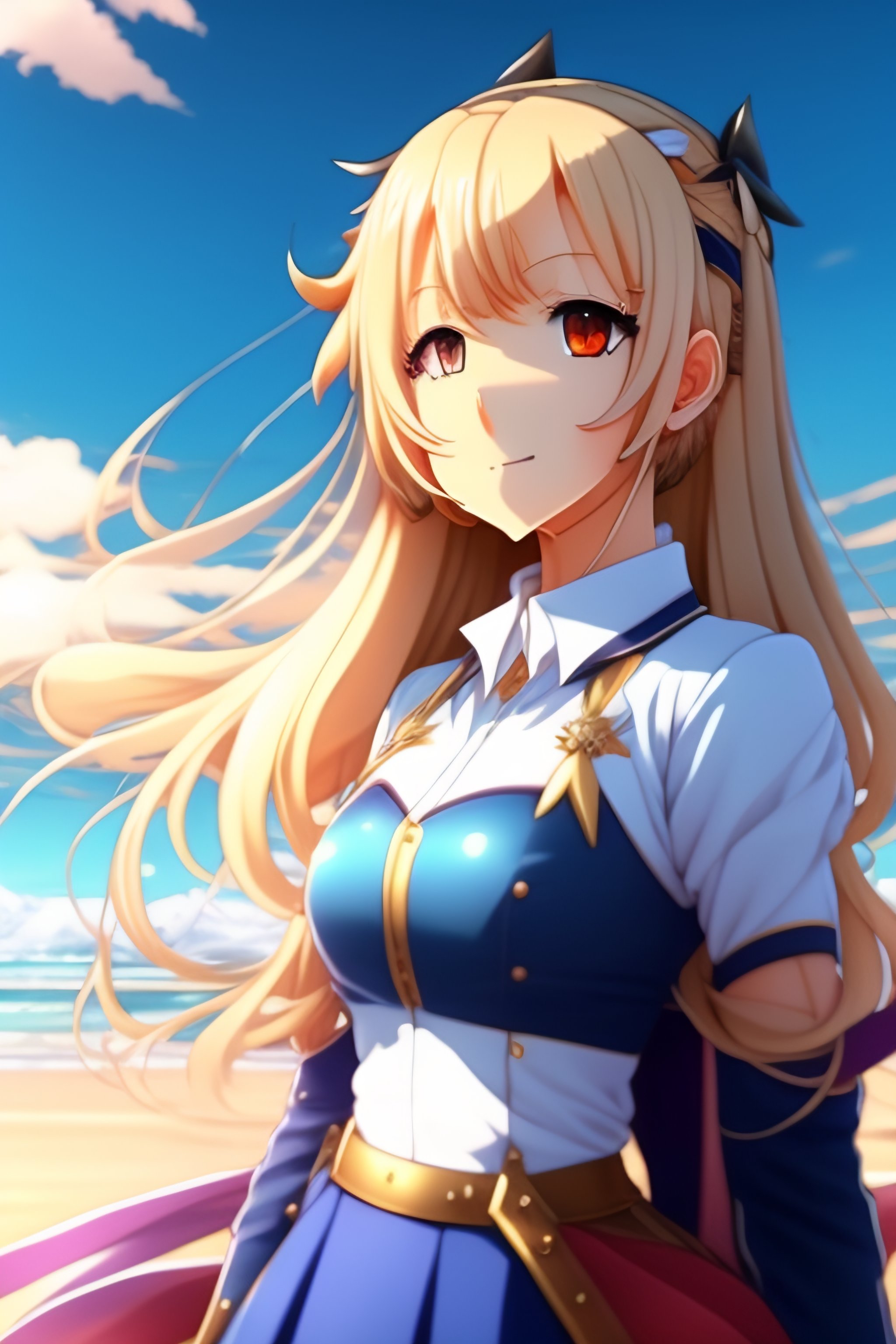 Lexica - Fgo blond haired anime girl in a blue skirt