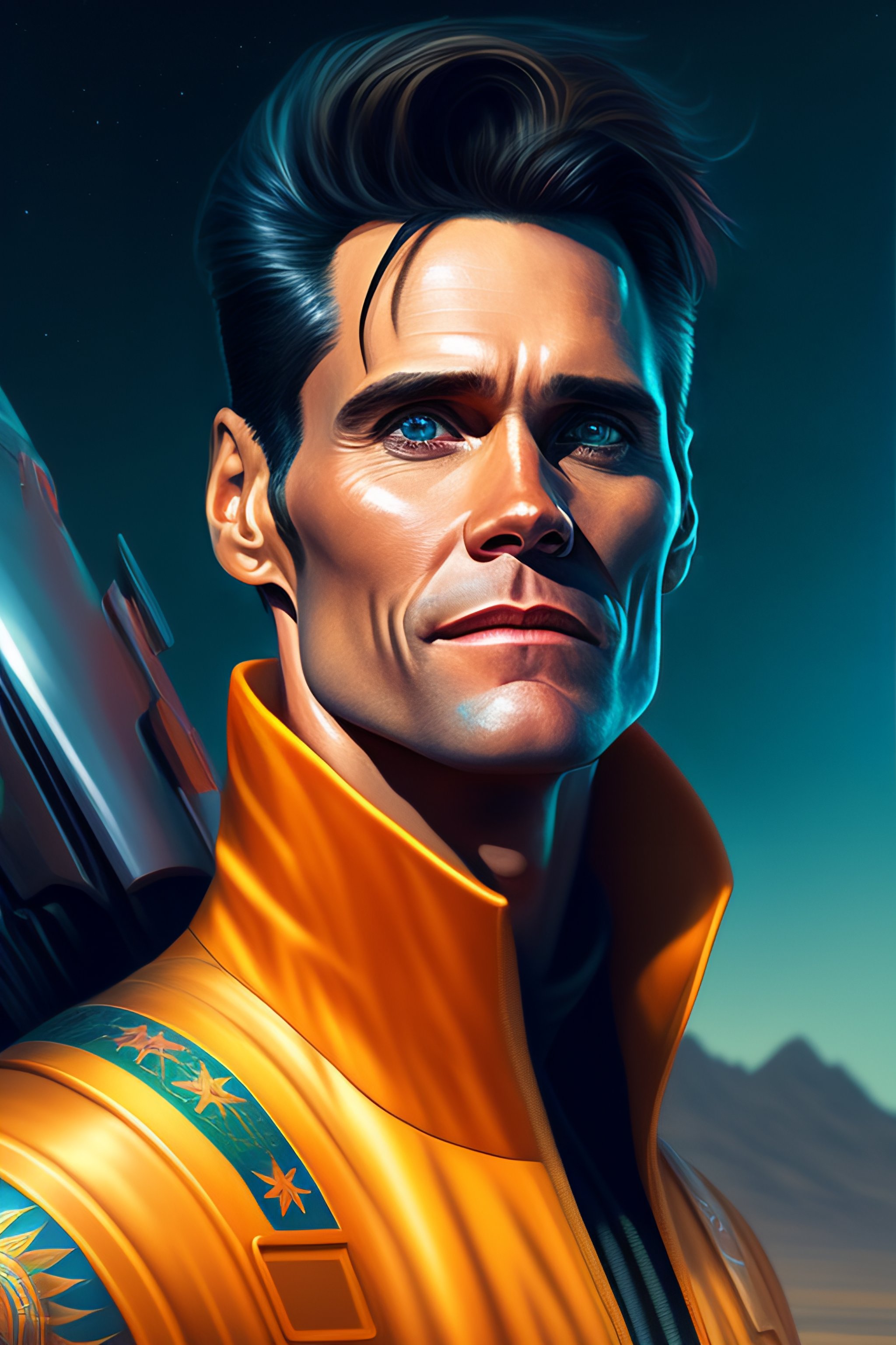 Lexica - Portrait of jim carrey in a desolate space colony, fantasy ...