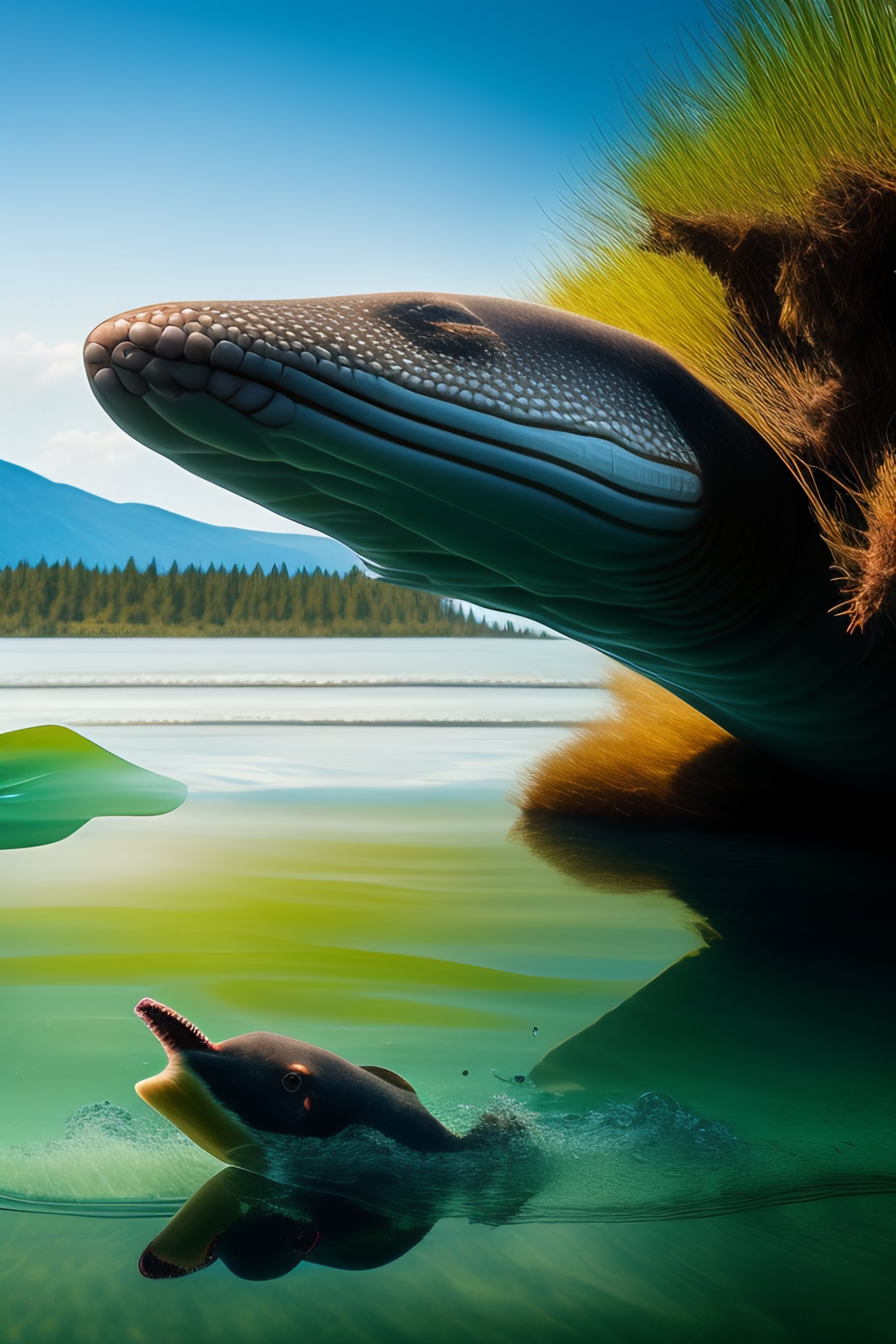 Lexica - Anaconda in the water eating a fish