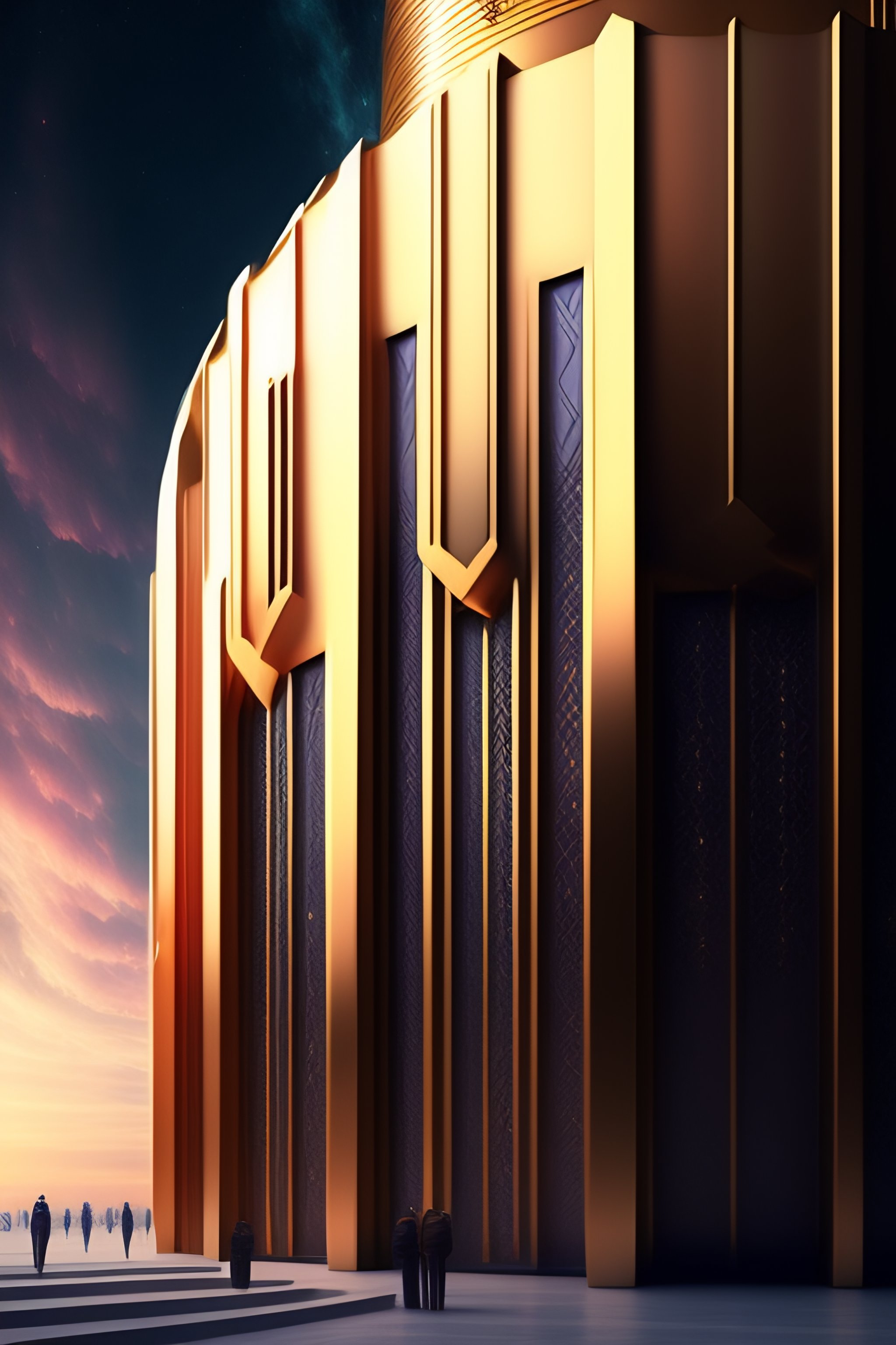 Lexica - Create an image of a futuristic synagogue with a beautiful ...