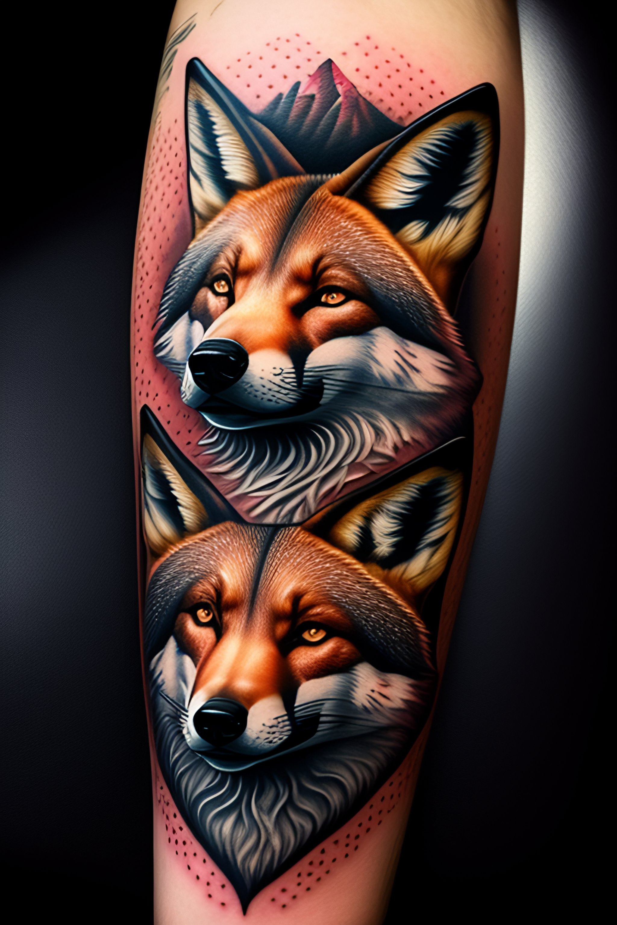 American Traditional Fox Tattoo
