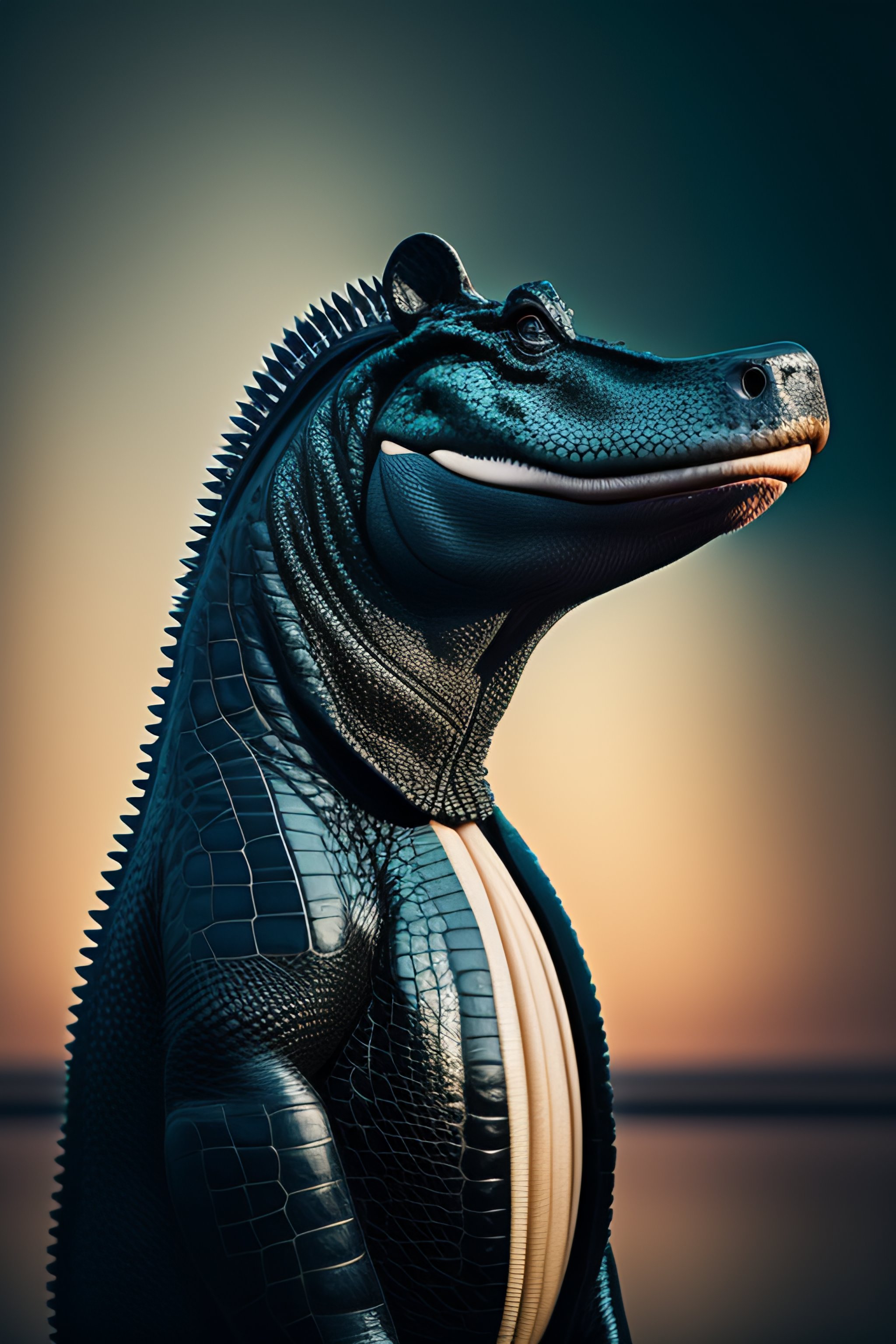 Lexica - A portrait of an anthropomorphic alligator