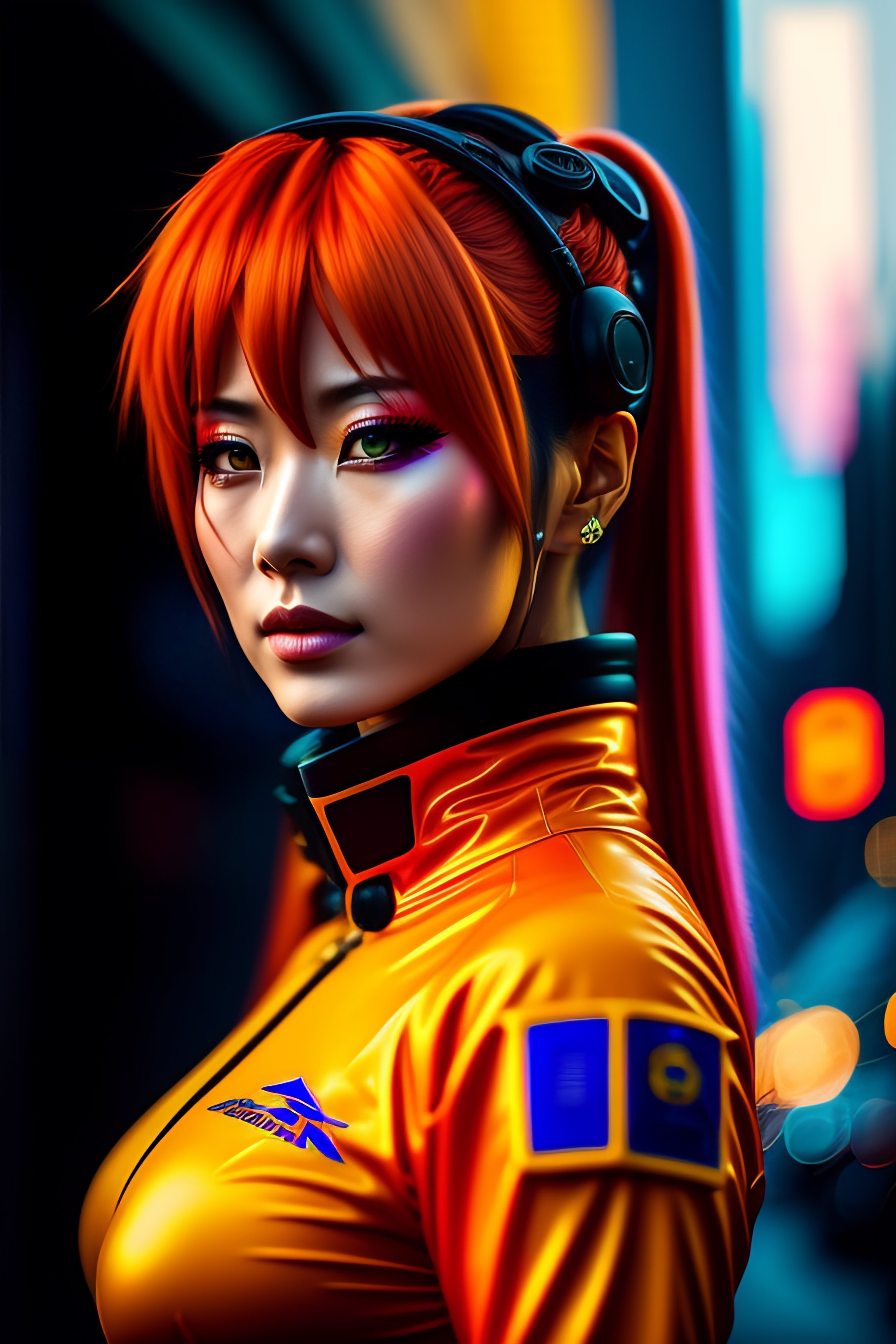 Lexica - Gil photograph of Cyberpunk asuka from neon genesis evangelion