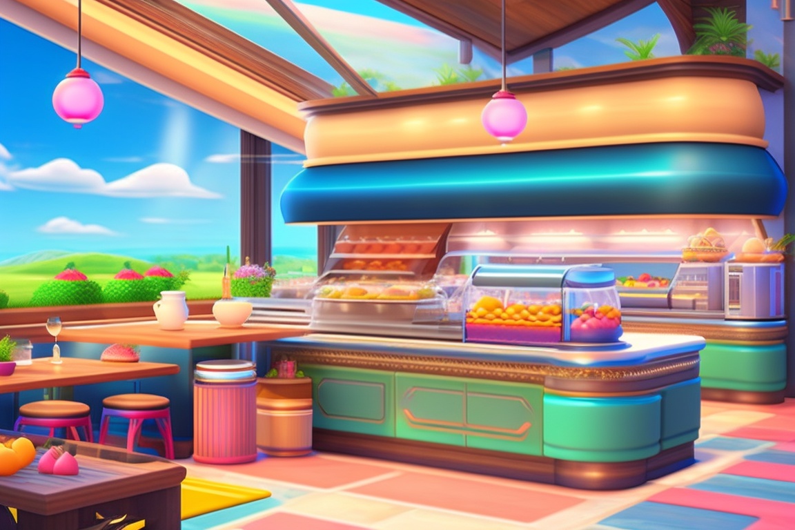 Lexica - 2D illustration, casual style, daylight,restaurant cuisine ...