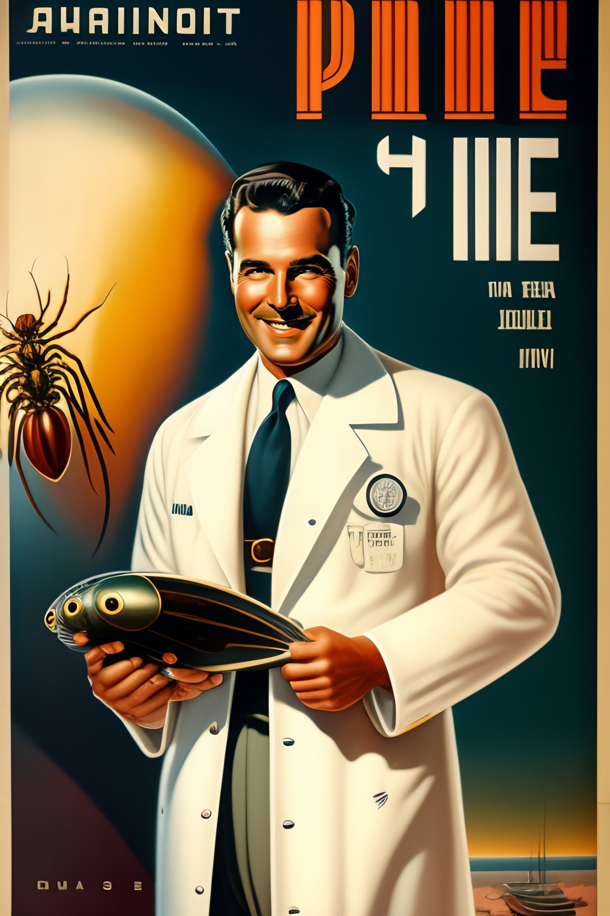 Lexica - 1945 pulp magazine poster of a middle aged man doctor in a ...