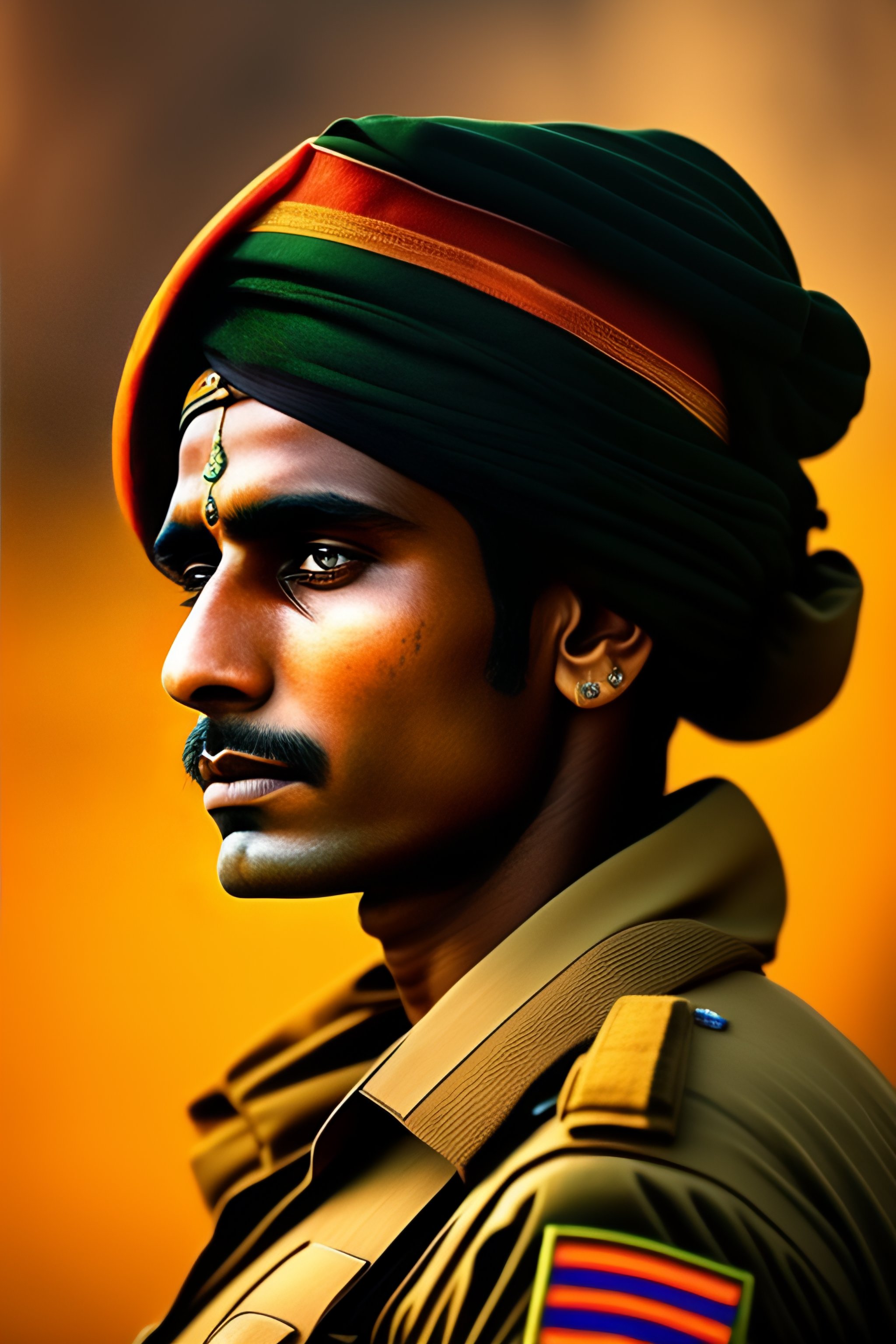 Lexica - Portrait of modern next generation indian soldier covered by blood