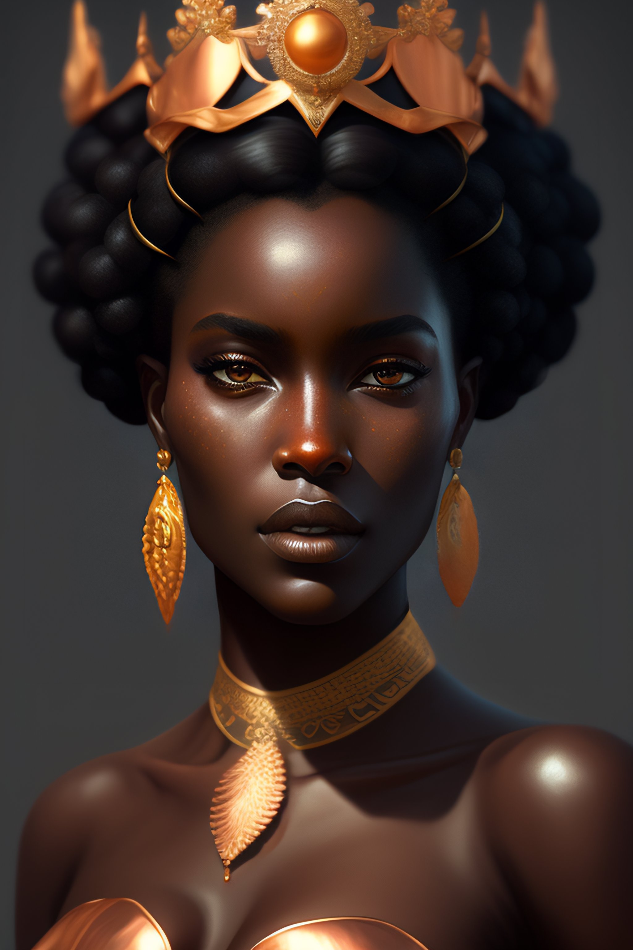 Lexica - The first portrait of a Queen, a beautiful black woman with ...