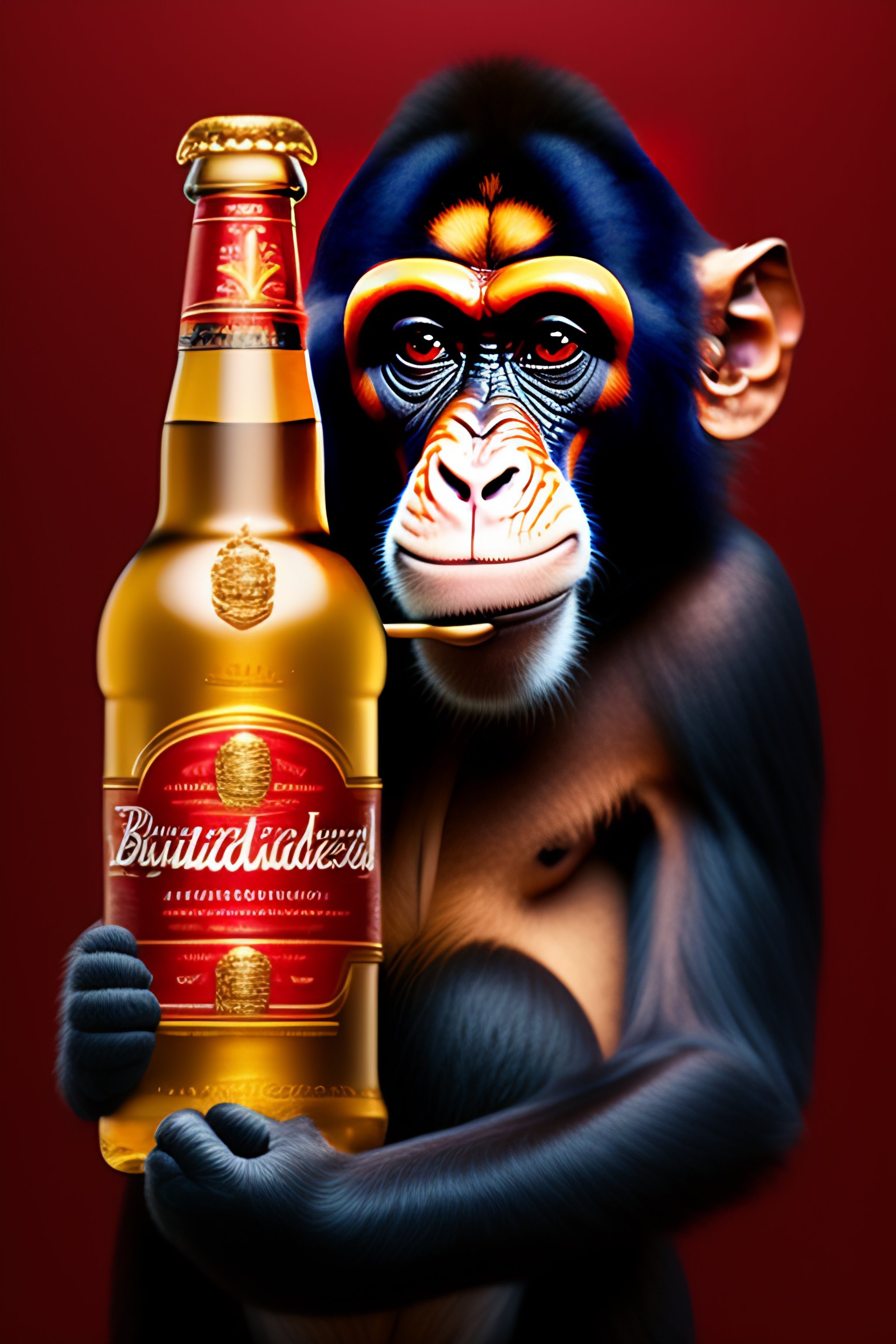 Lexica - A humanoid monkey with a pierced nose drinking a 500oz bottle ...