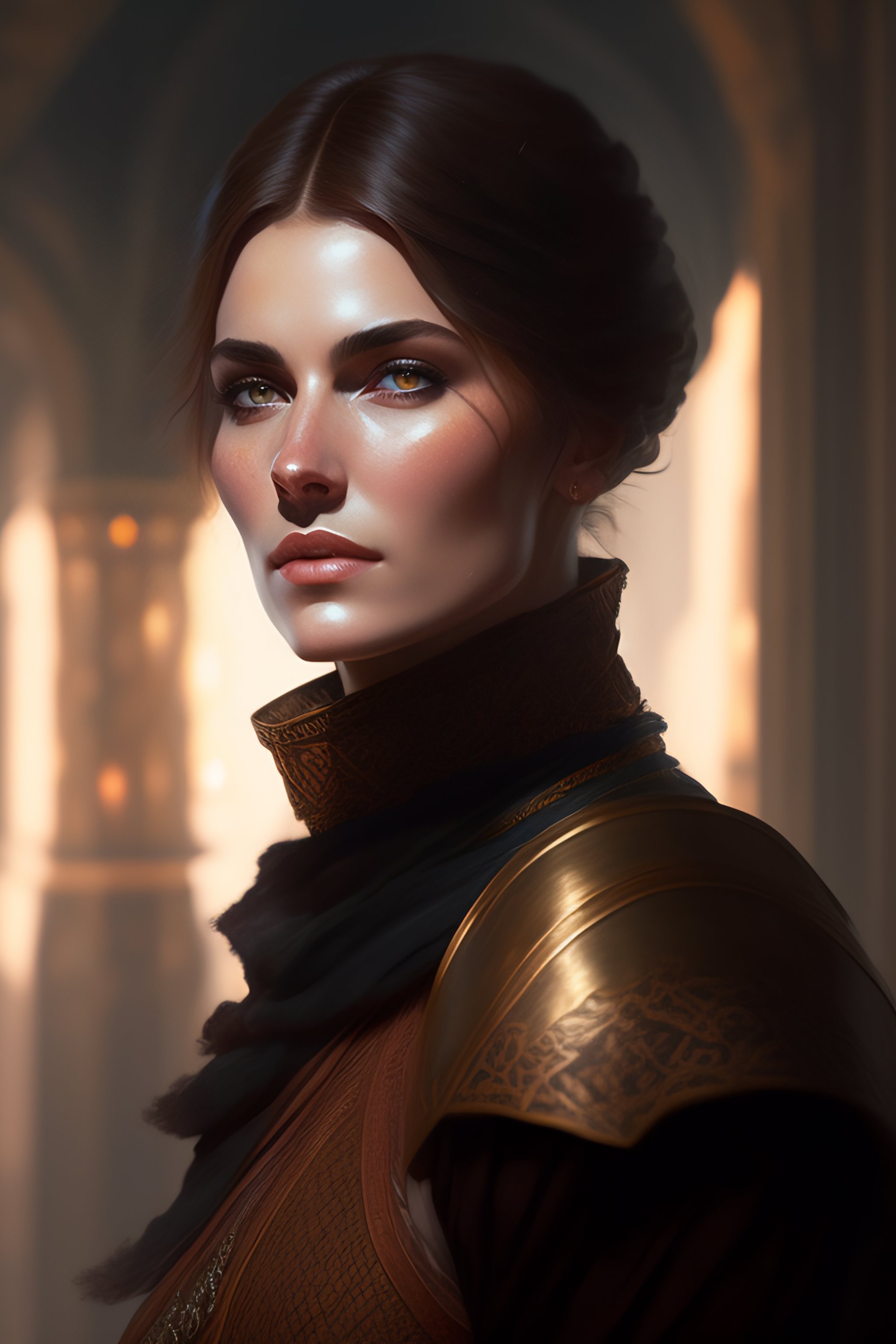 Lexica - Portrait of medieval russian woman assassin brown short hair ...