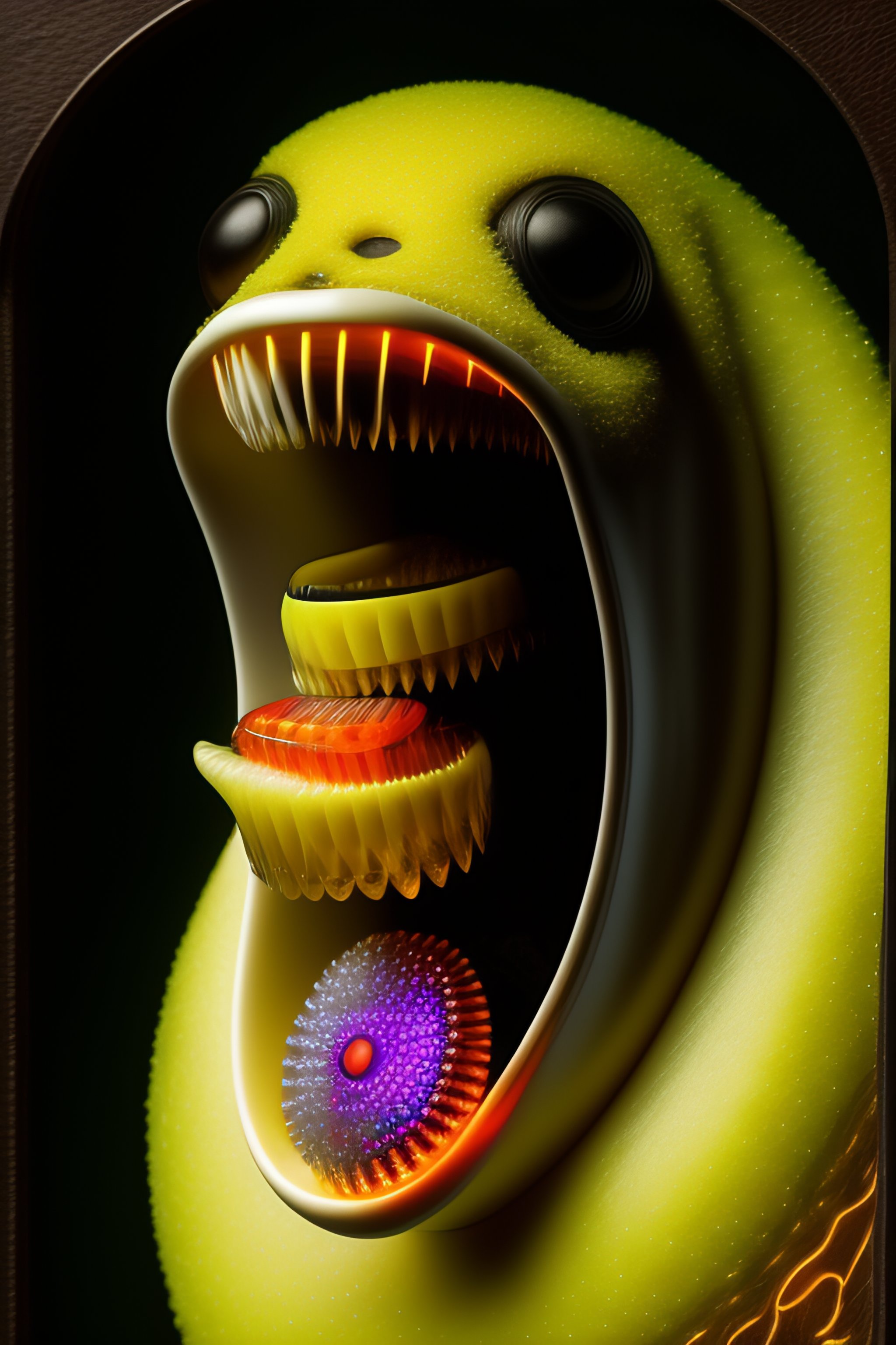 Lexica - Neon glow worms, mangled teeth, snarled gums, portrait by ...