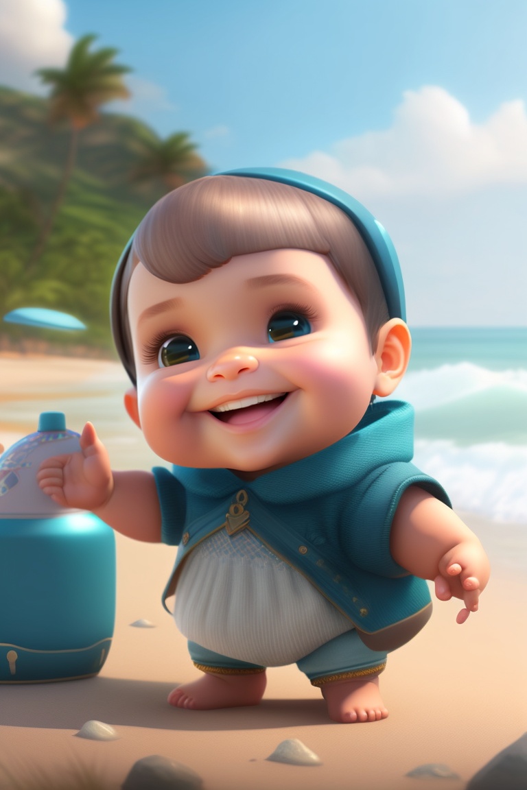 Lexica - Cute big baby waving at me and smiling greeting me in front of ...