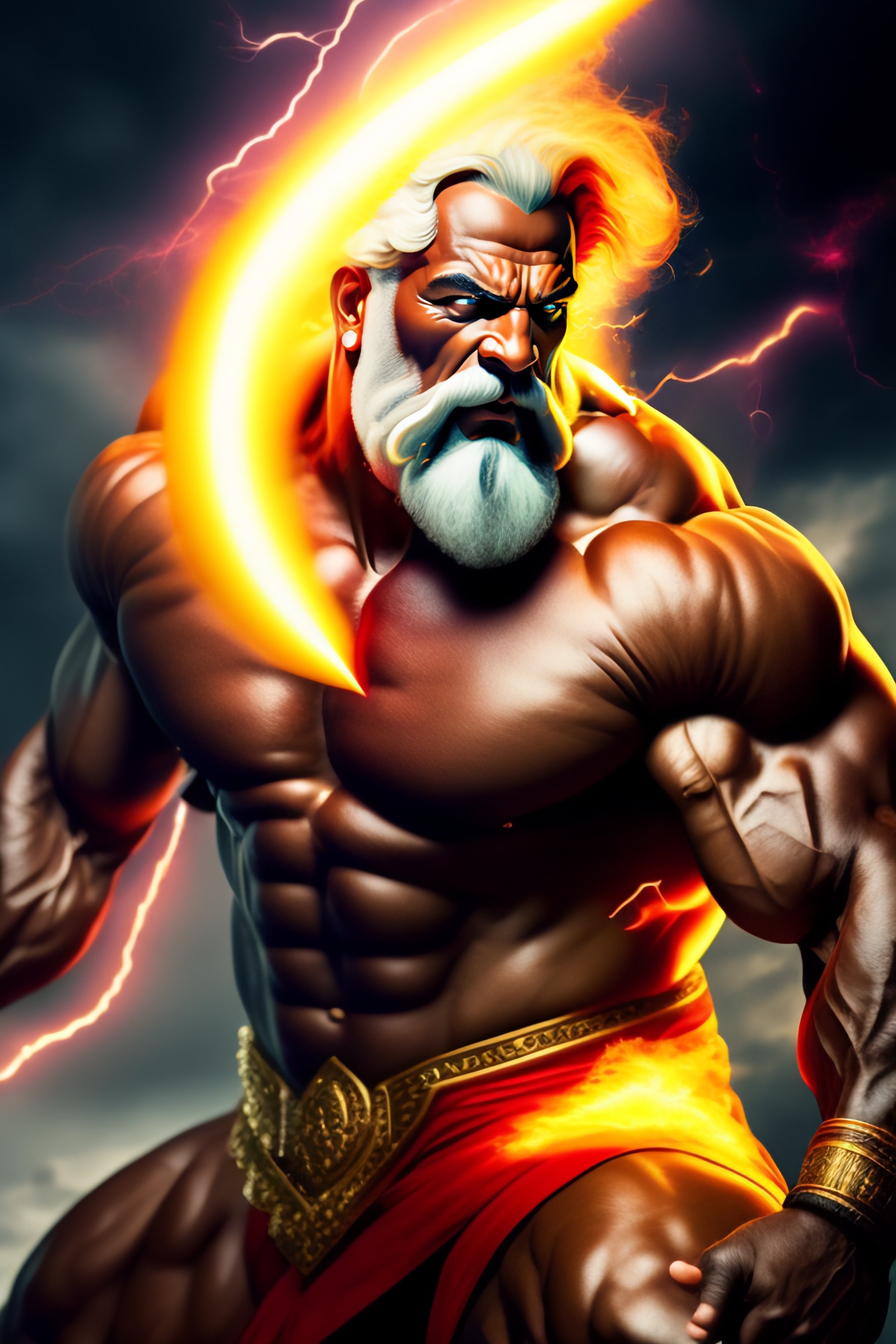 Lexica - Old zeus, with strong body, angry, throwing lightning with his ...