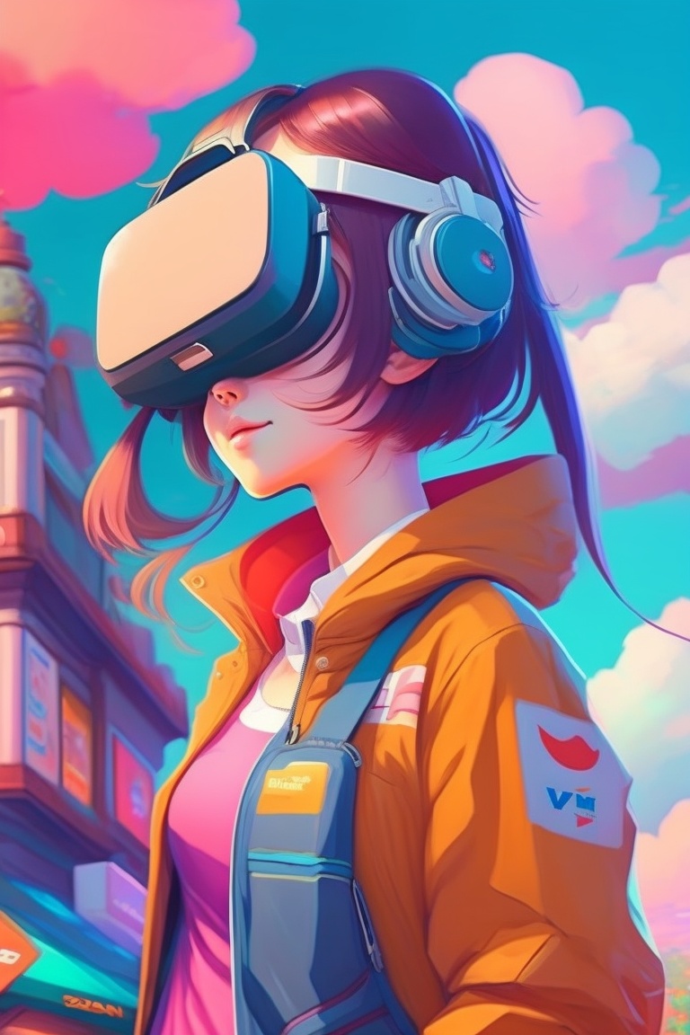 Lexica - Girl with vr headset, style of studio ghibli, akira toriyama, james gilleard, spirited ...