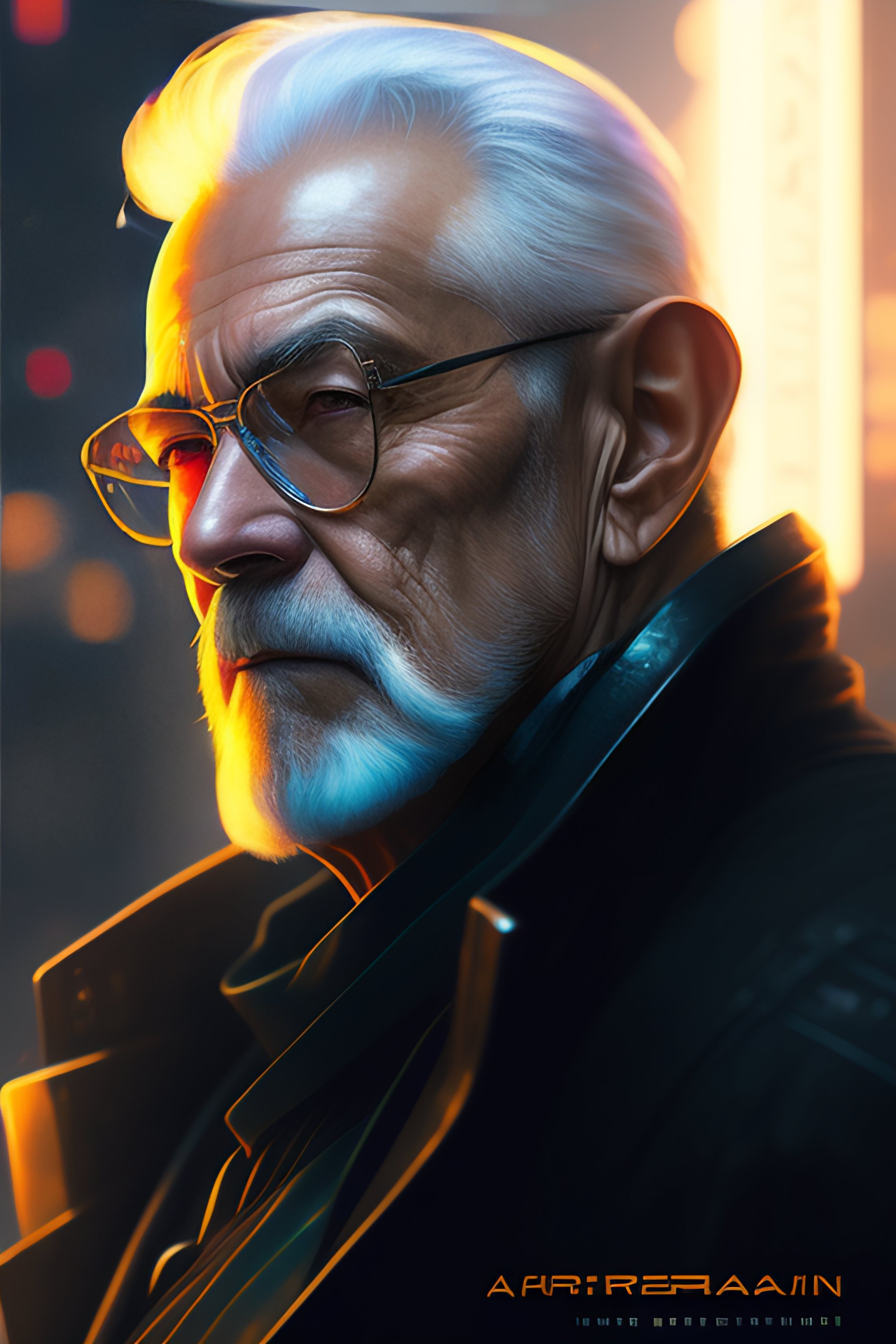 Lexica - Cyberpunk old man, augmented, cyborg, movie poster, cinematic ...