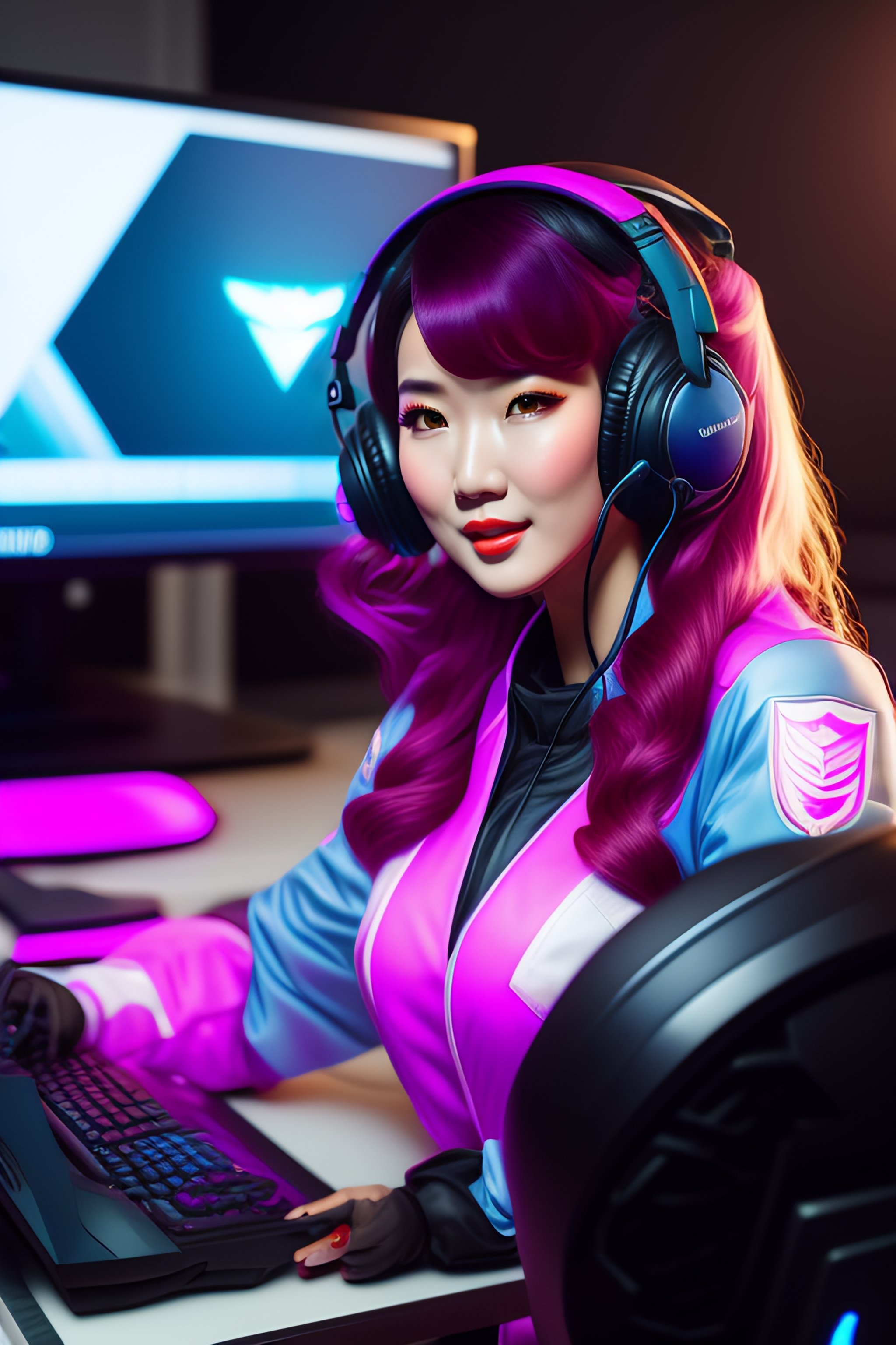 Lexica - Dva using computer and playing League of Legends