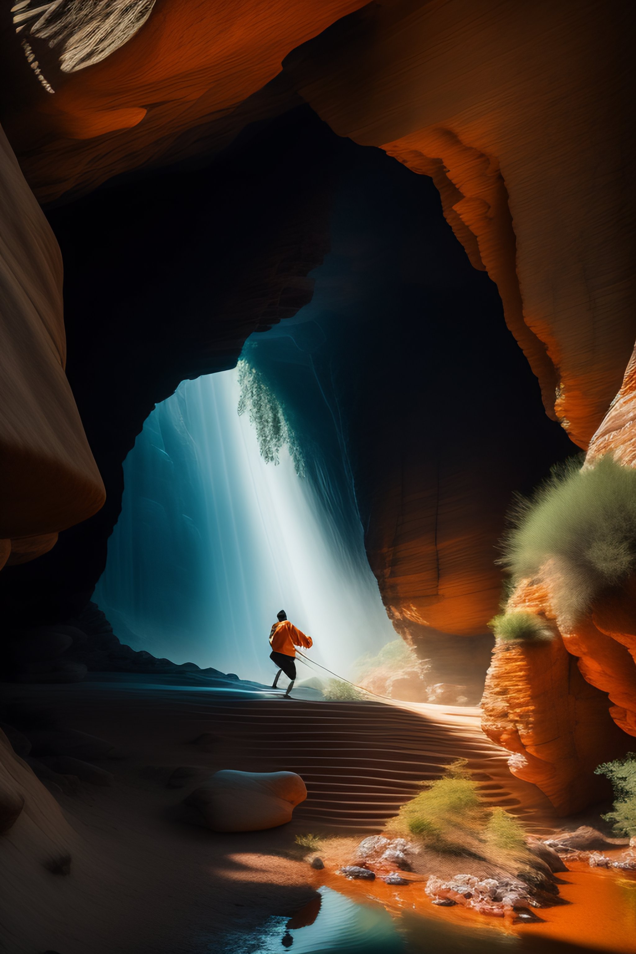 Lexica - A shaolin monk escaping through a cave