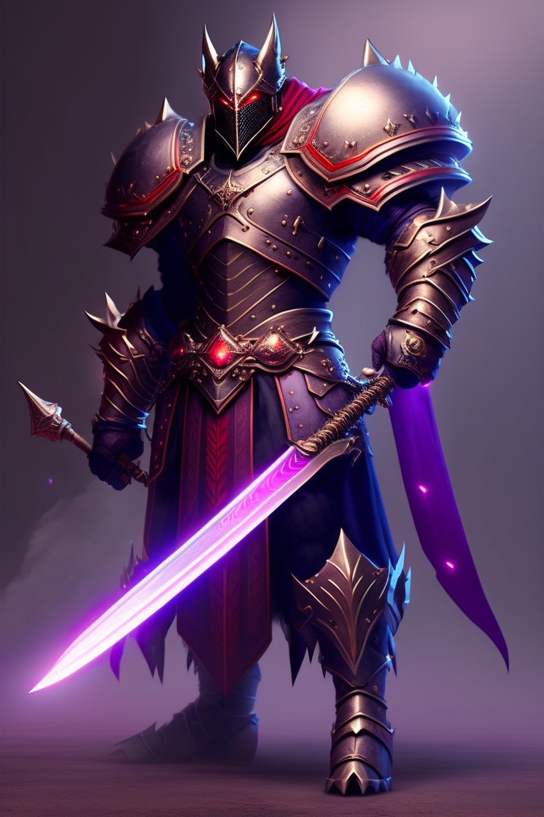 Lexica - A monster in a spiked armor lik dark souls, with purble fog ...