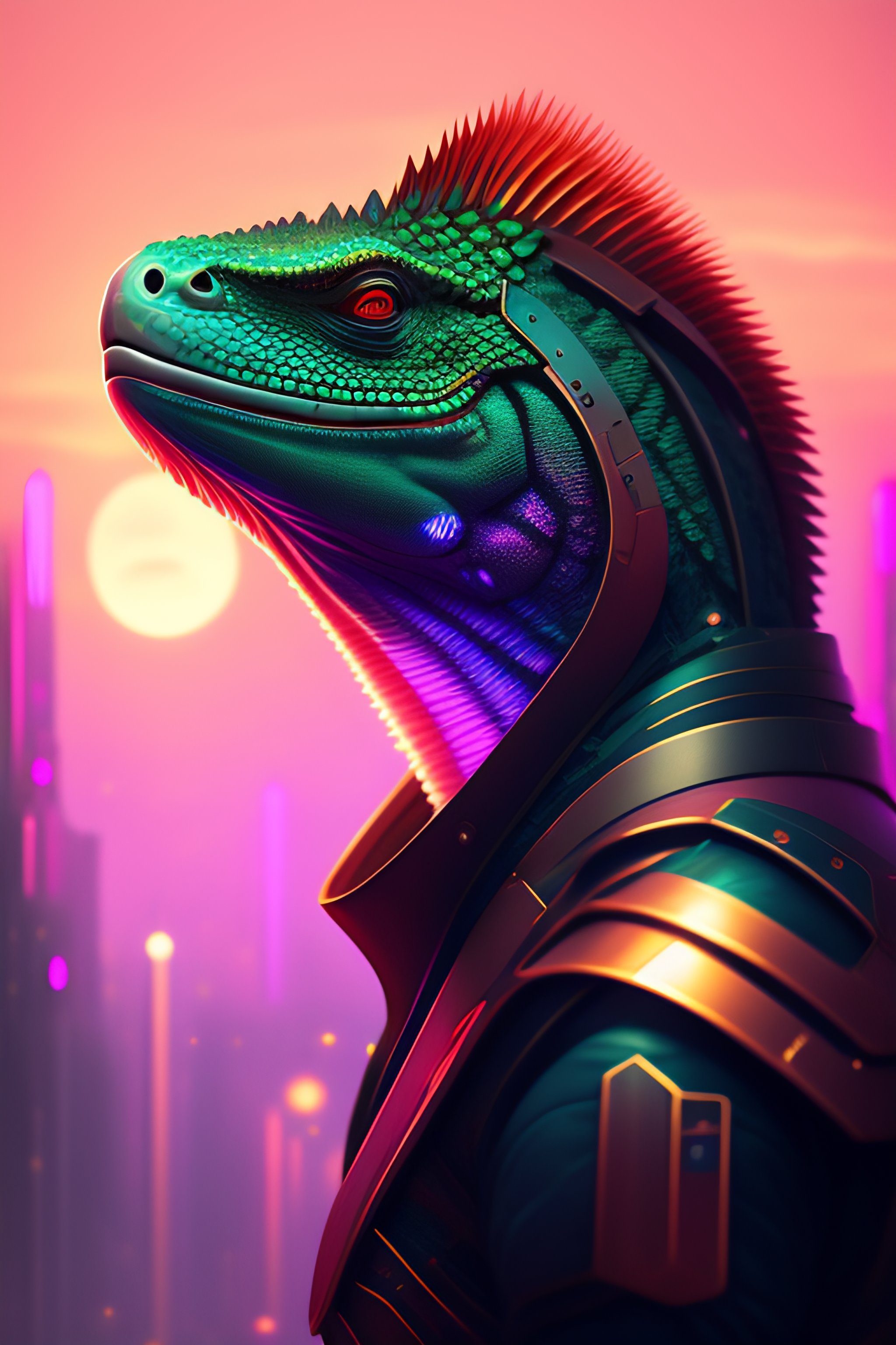 Lexica - Cyberpunk Manly human iguana hybrid bearded in an attractive ...