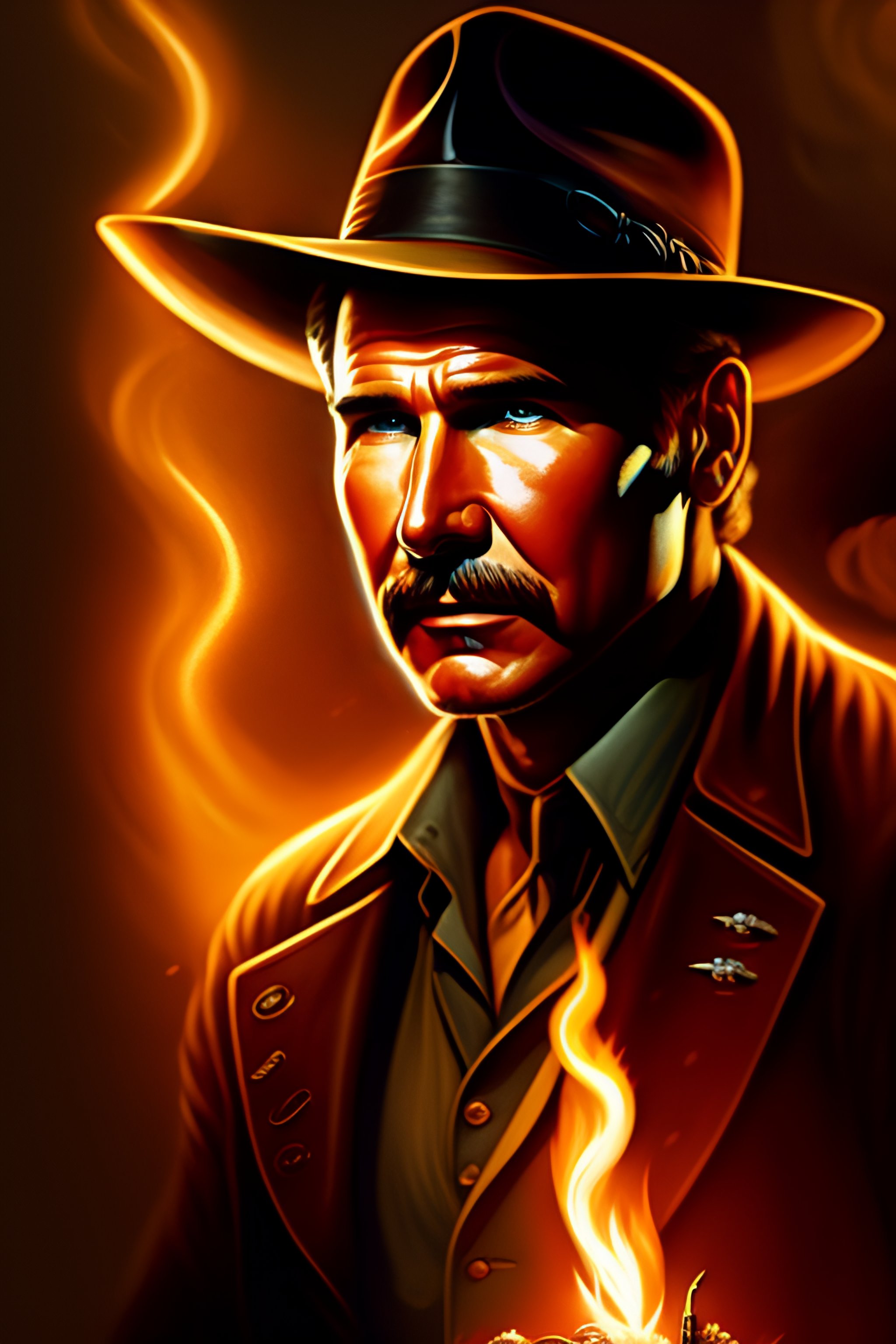 Lexica - Medium shot photo of Harrison Ford as Indiana Jones, holding ...