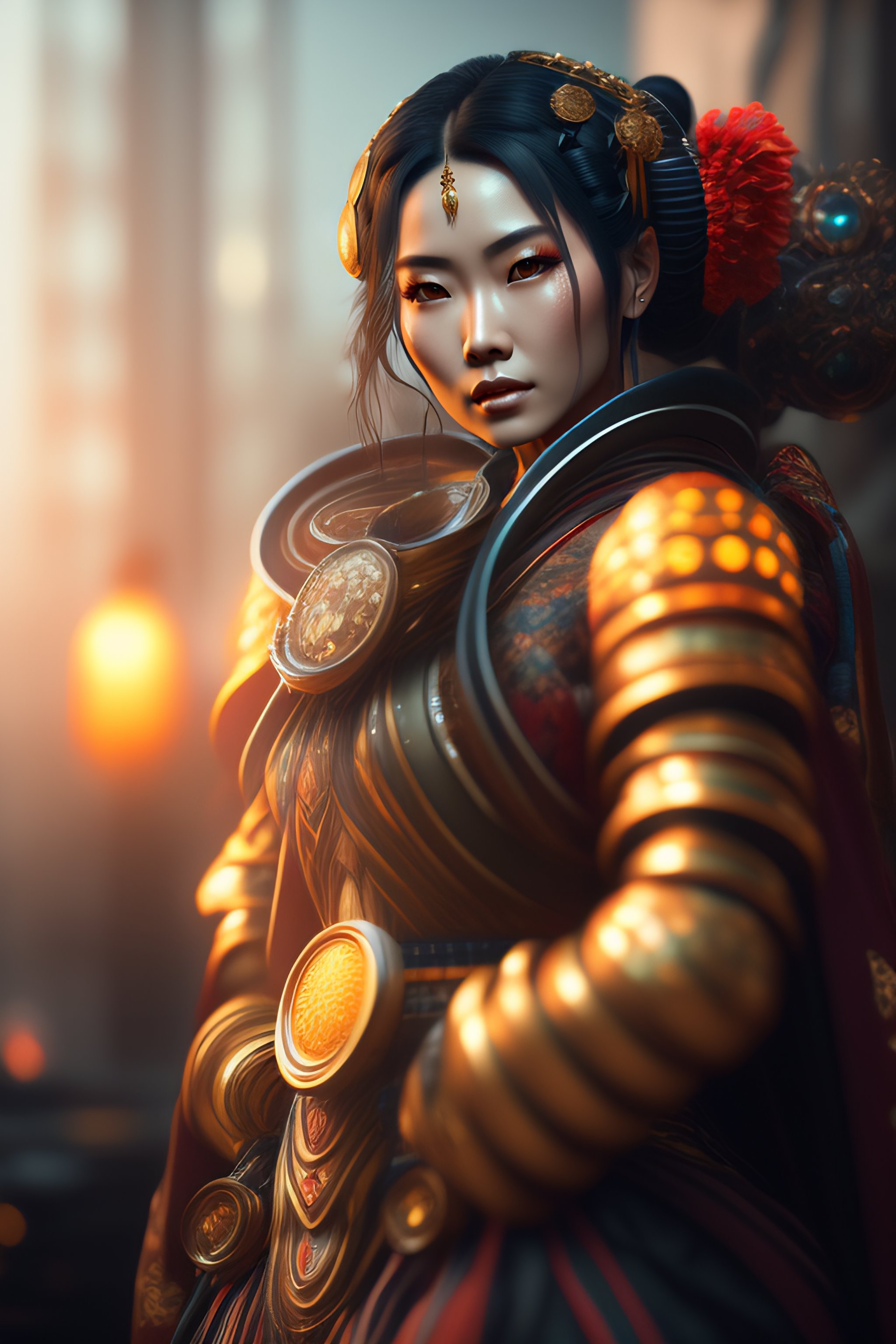 Lexica - Biopunk geisha, full body, cinematic lighting, beautiful face ...