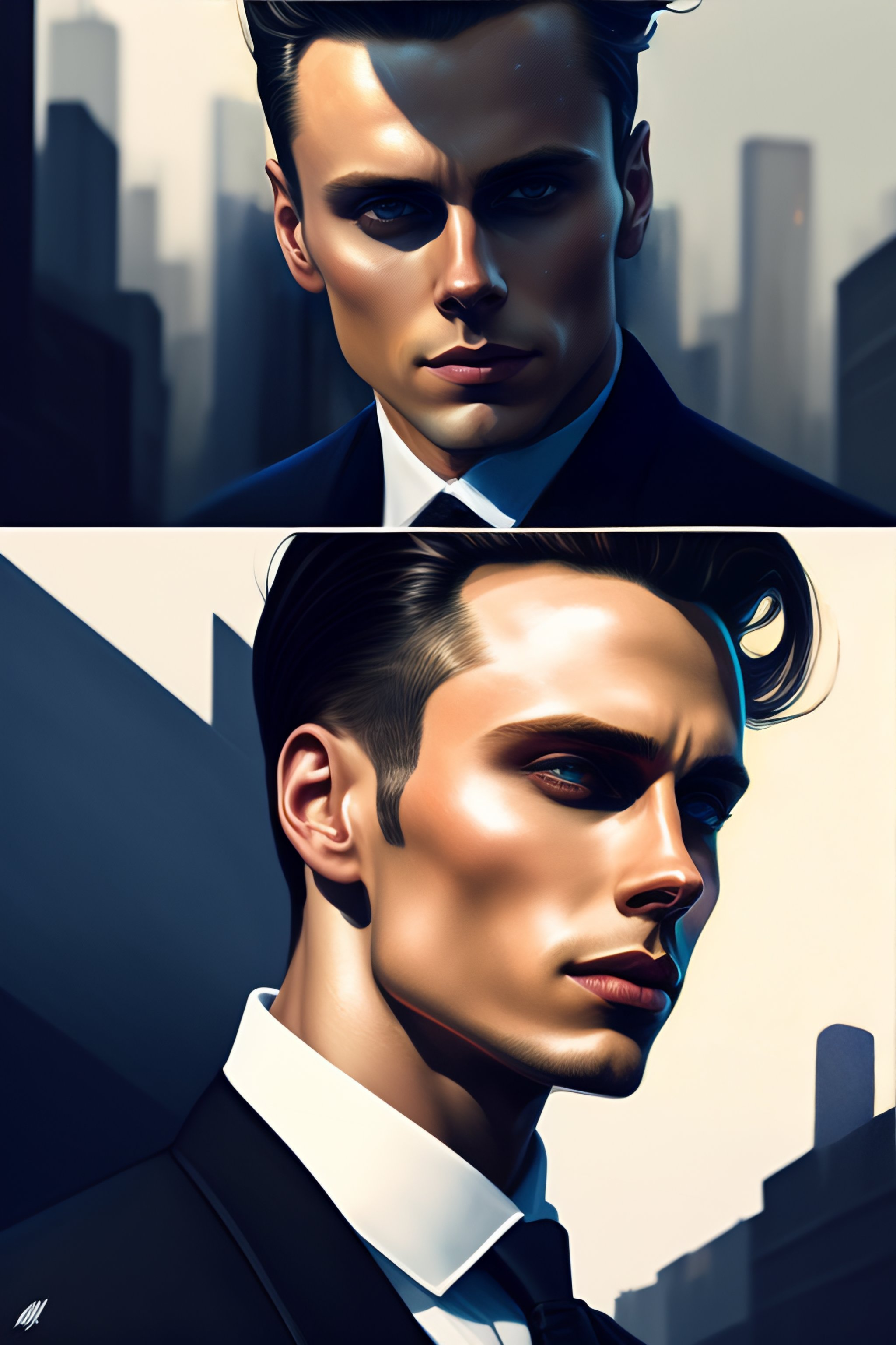 Lexica - Highly detailed closeup portrait of martin wallstrom, tyrell wellick, slick back hair ...