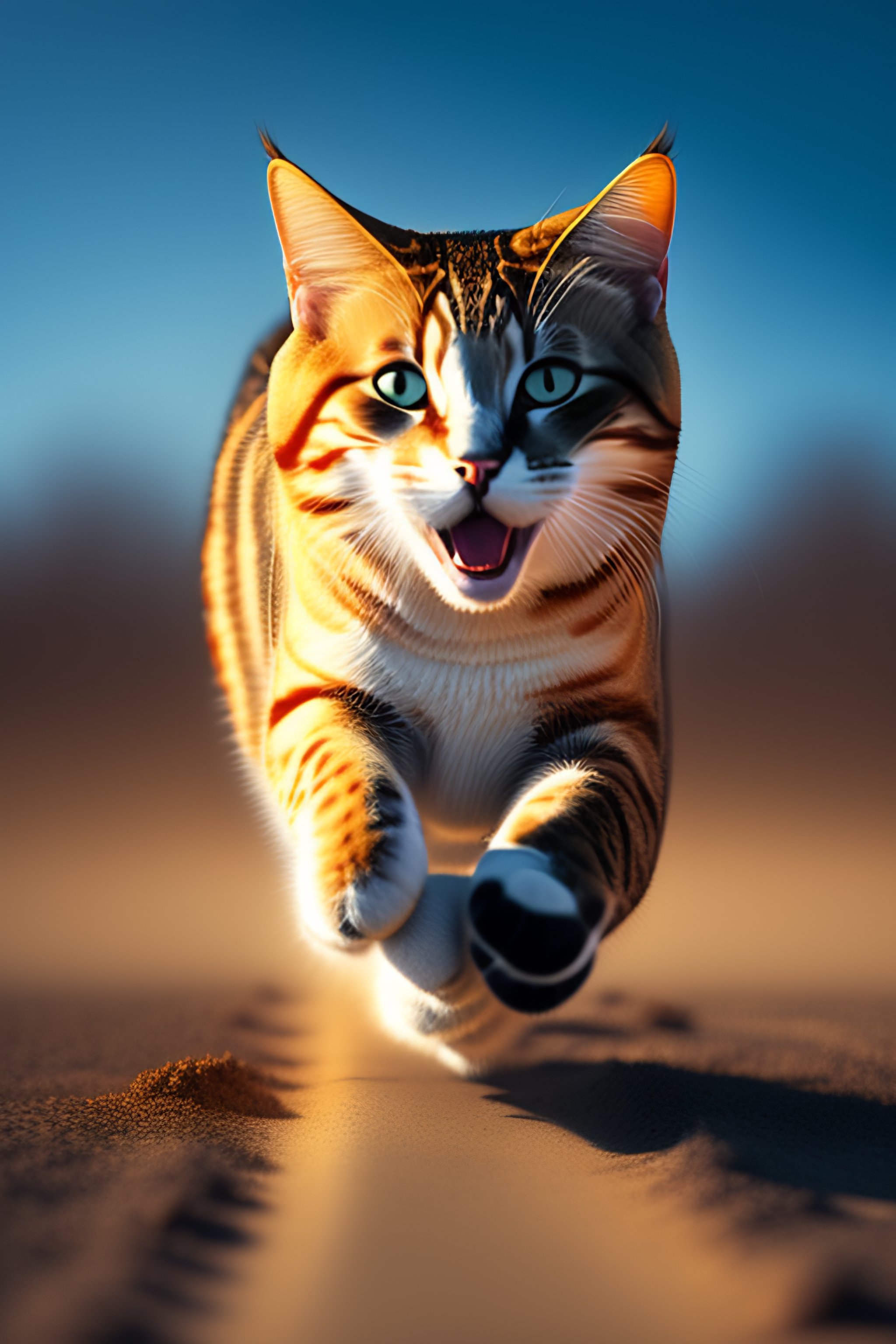 Lexica - Cat bursting against the ground