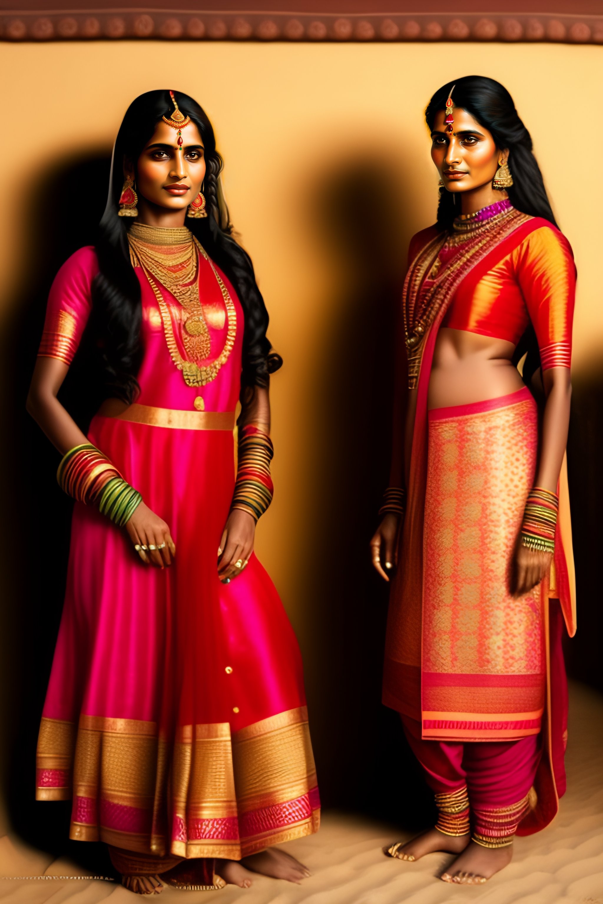 Lexica - Indian women standing in Indus valley. Rajistani clothing ...