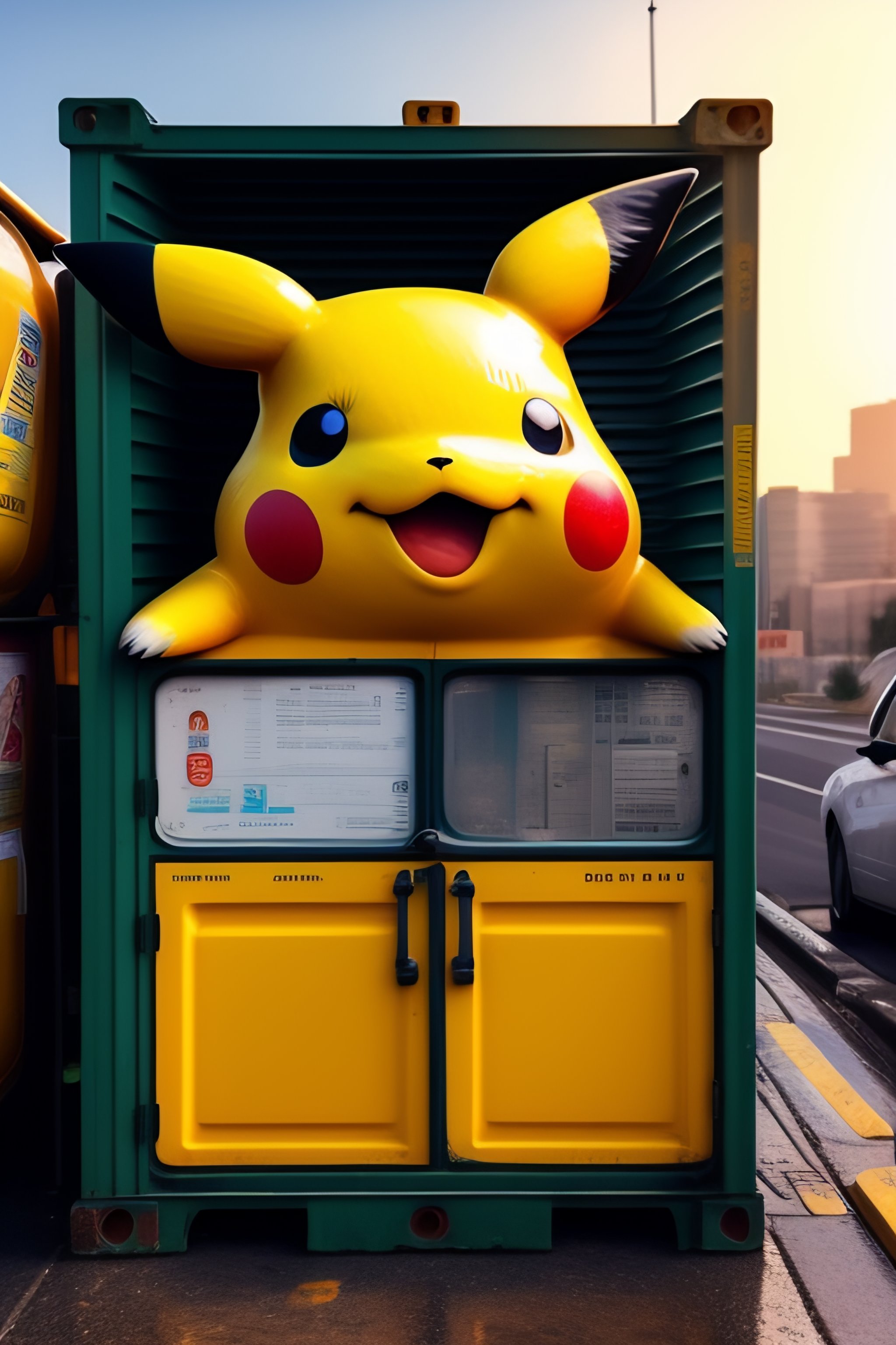 Lexica - Homeless real life drunk pikachu, container diving, looking ...