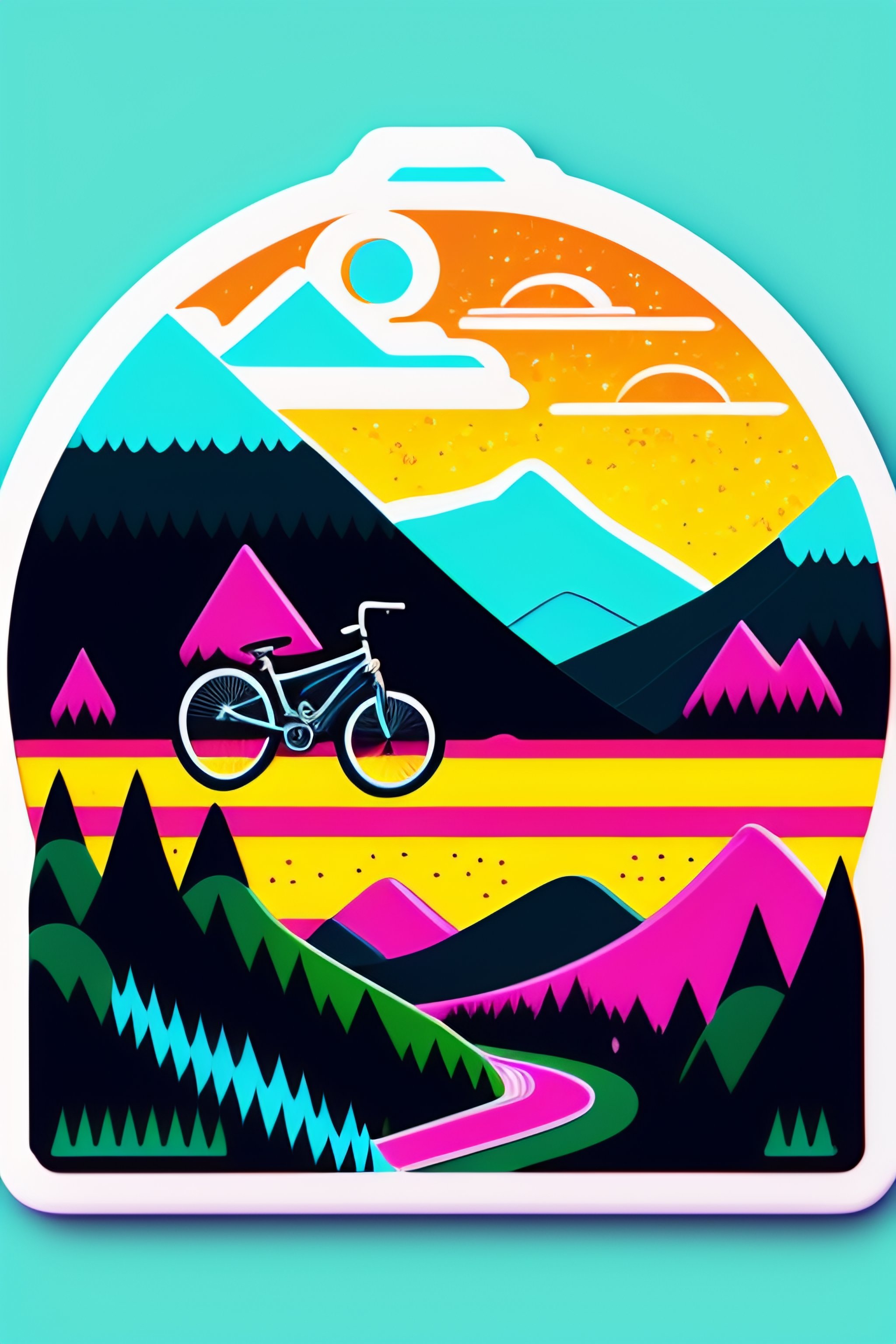 Lexica - Cartoon bicycle mountain bike in a nature scene with mountains ...