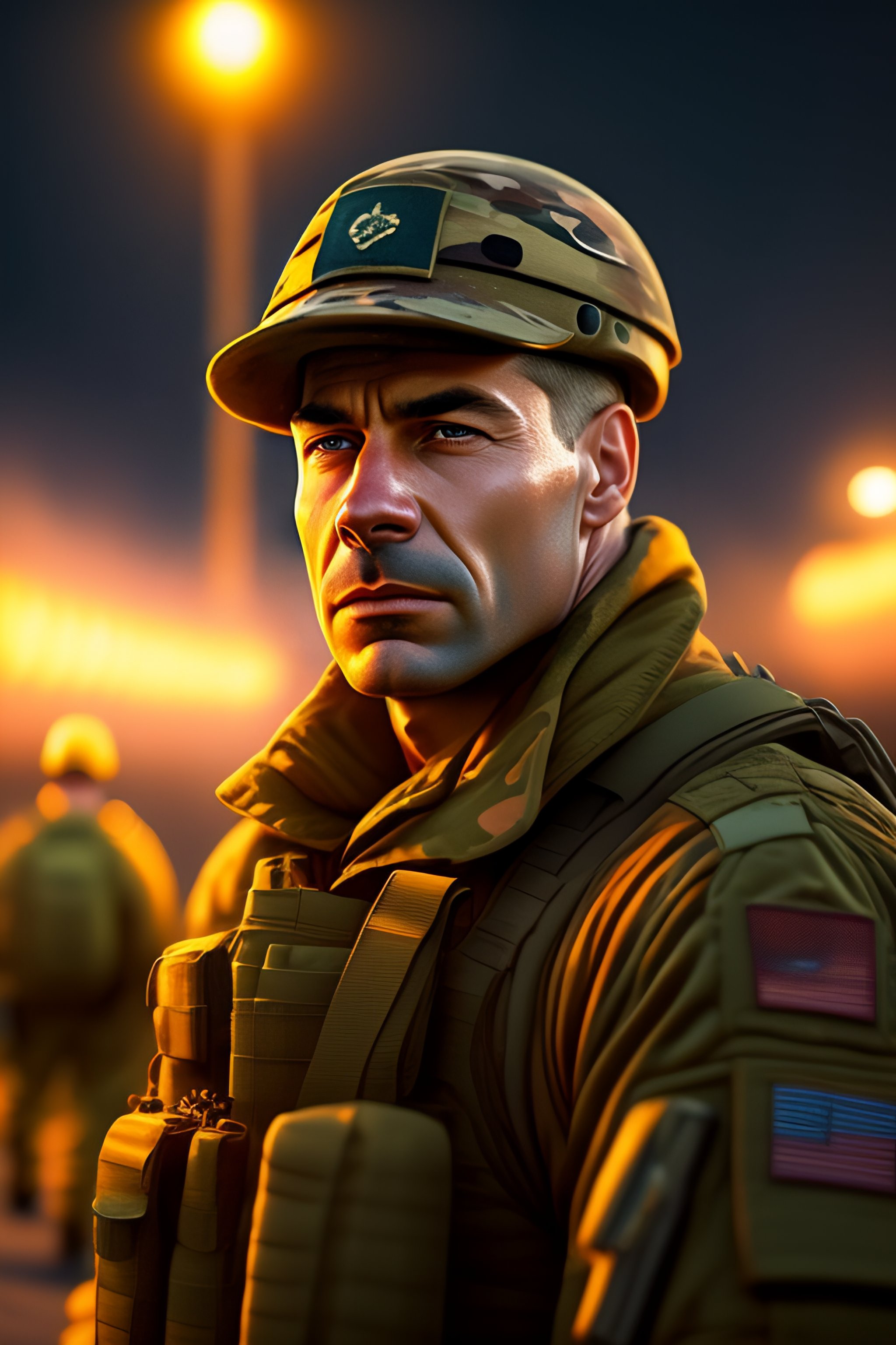 Lexica - An exhausted Homer Simpson at the frontlines in the army at ...