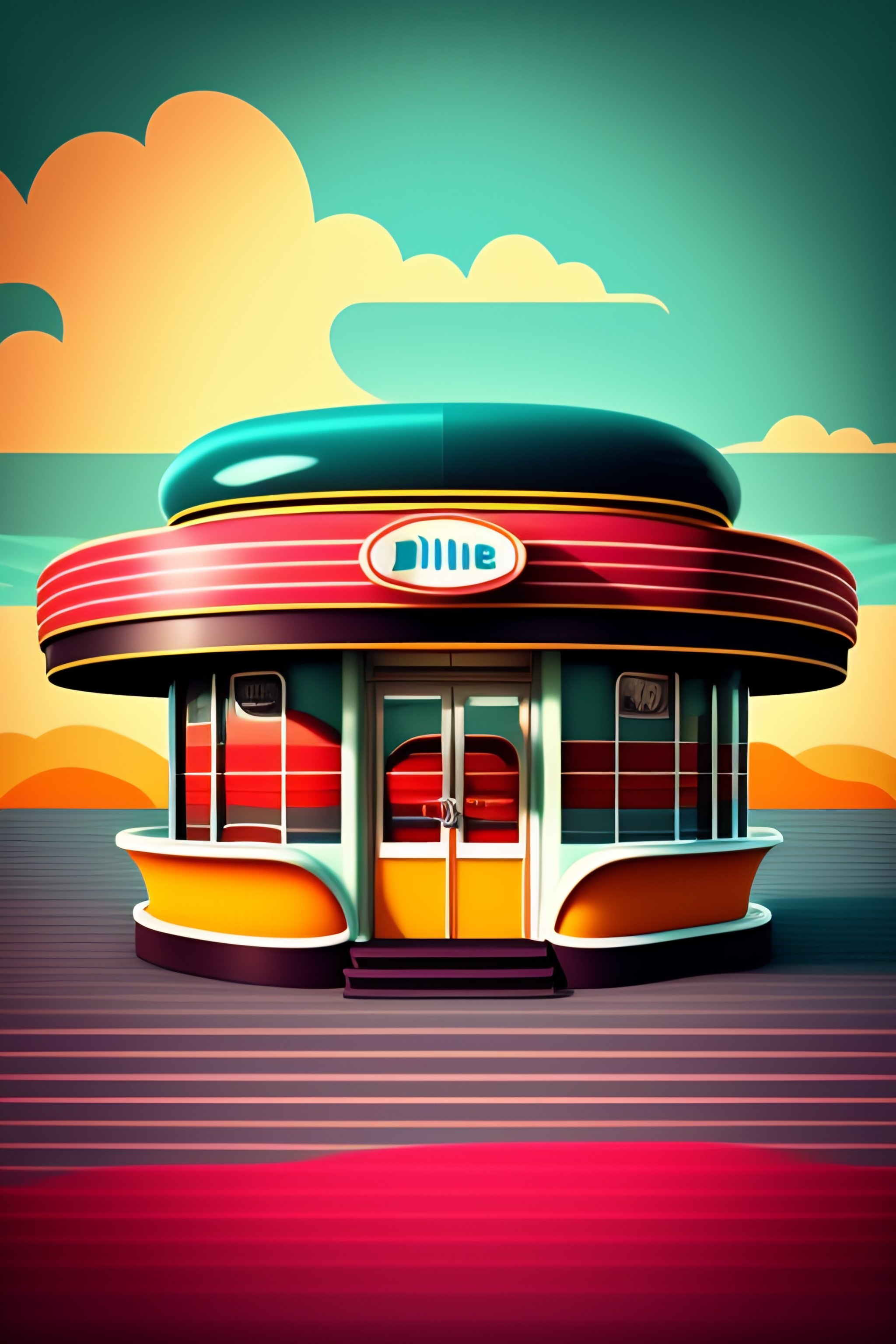 Lexica - "Retro diner" with a graphic of a vintage diner or food item