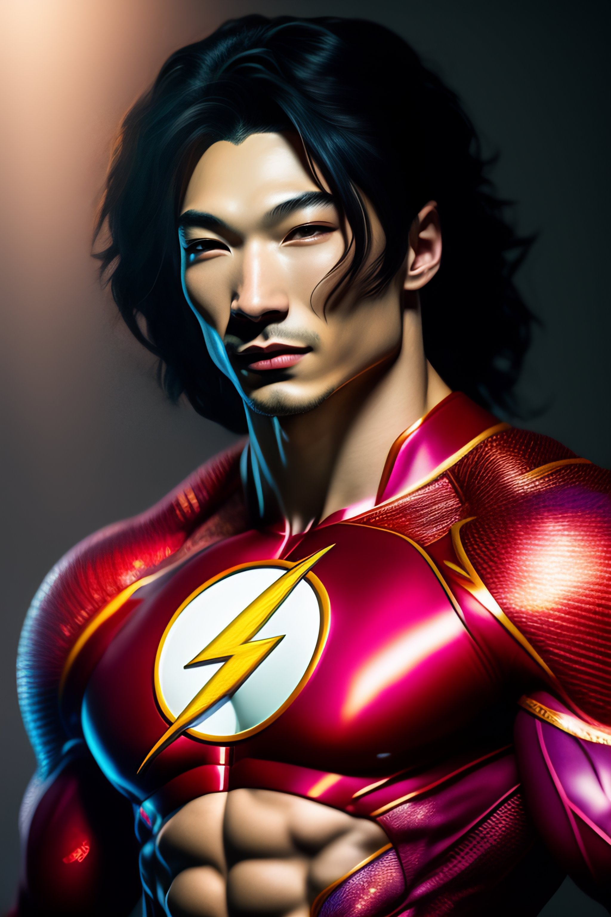 Lexica - Full body potrait of ezra miller as super muscular flash anime ...