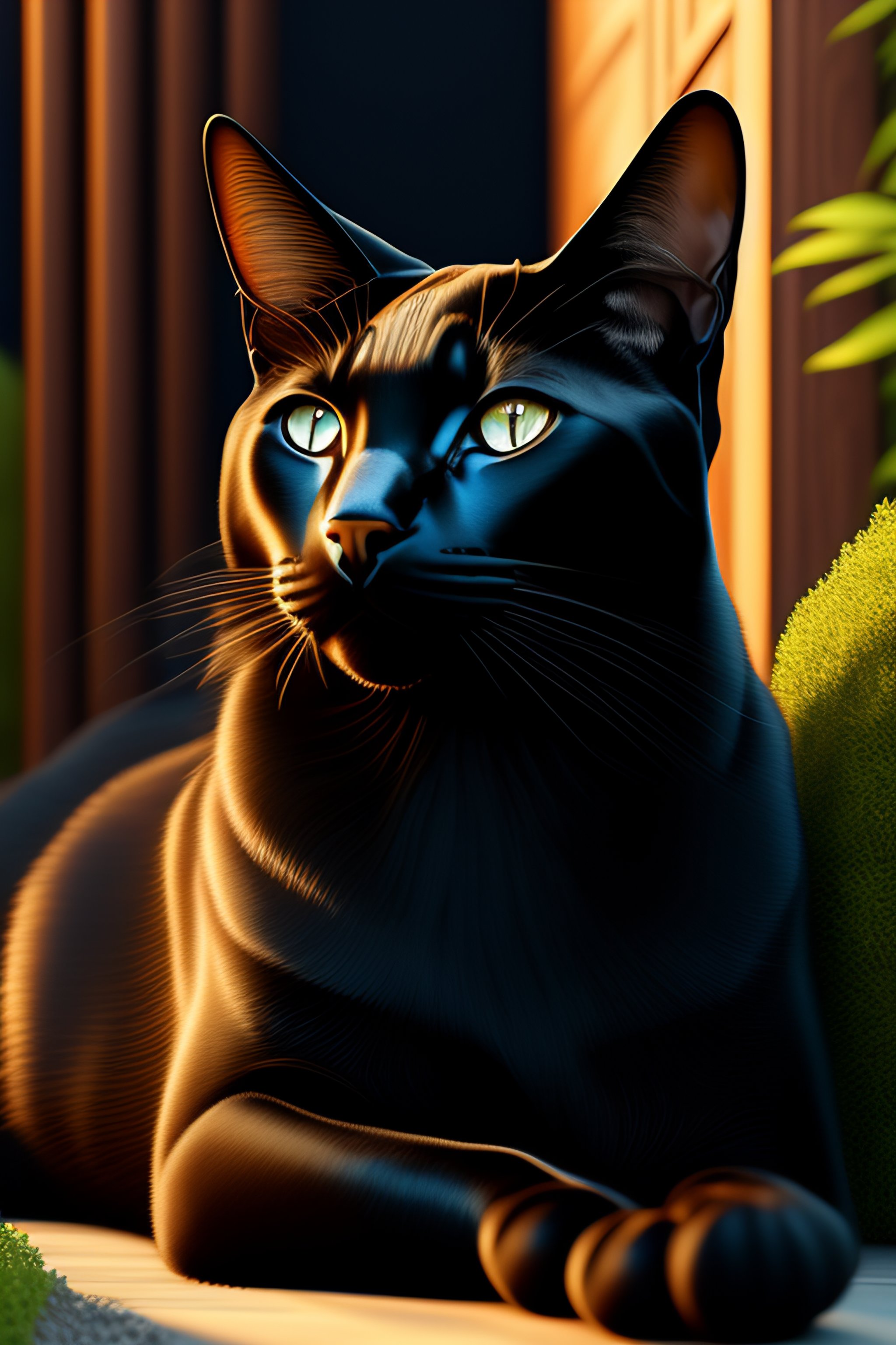 Lexica - Majestic black cat, photo realistic eyes, background, zen ...