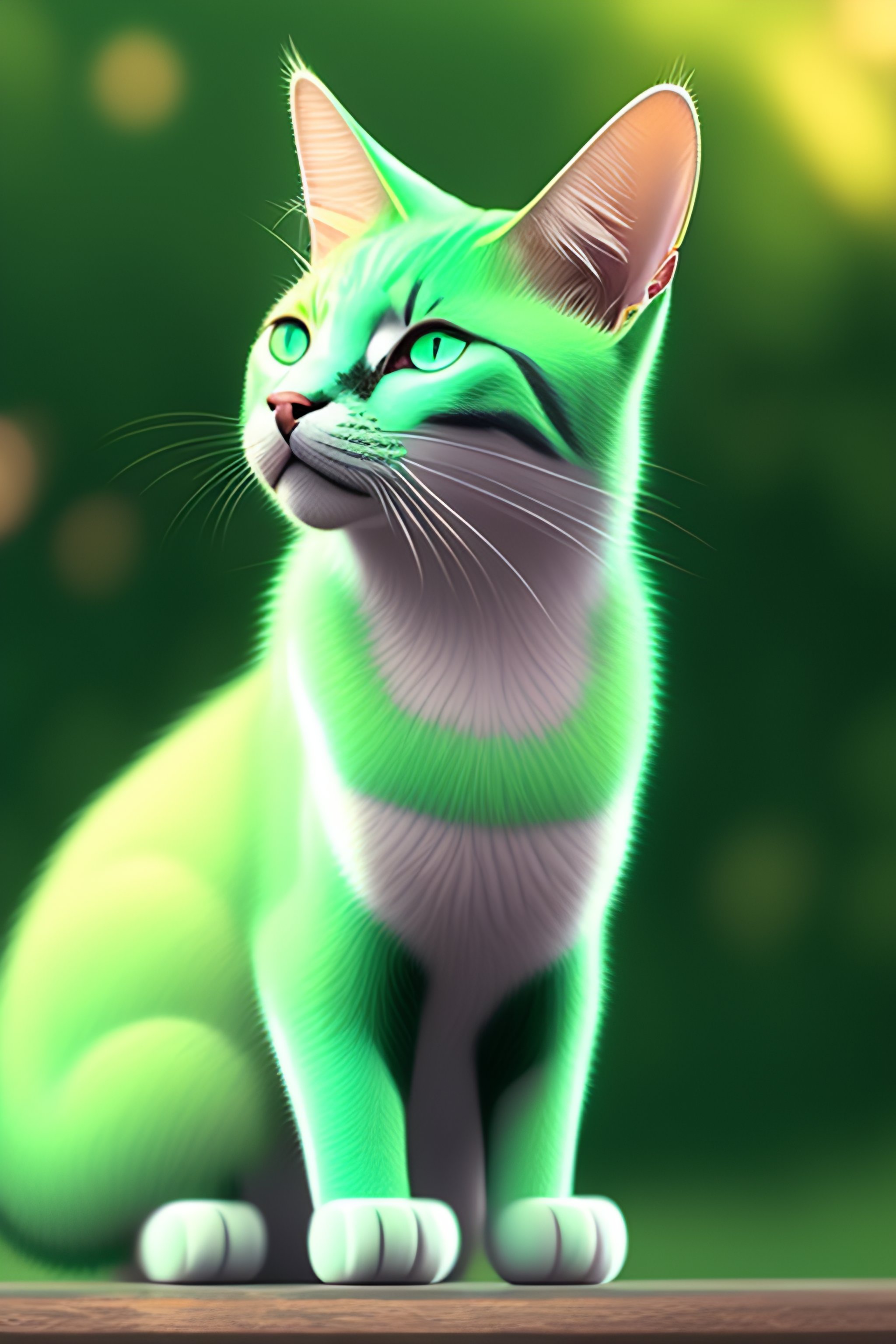 Lexica - Mint green fursona cat,its tongue is bright green,furry style
